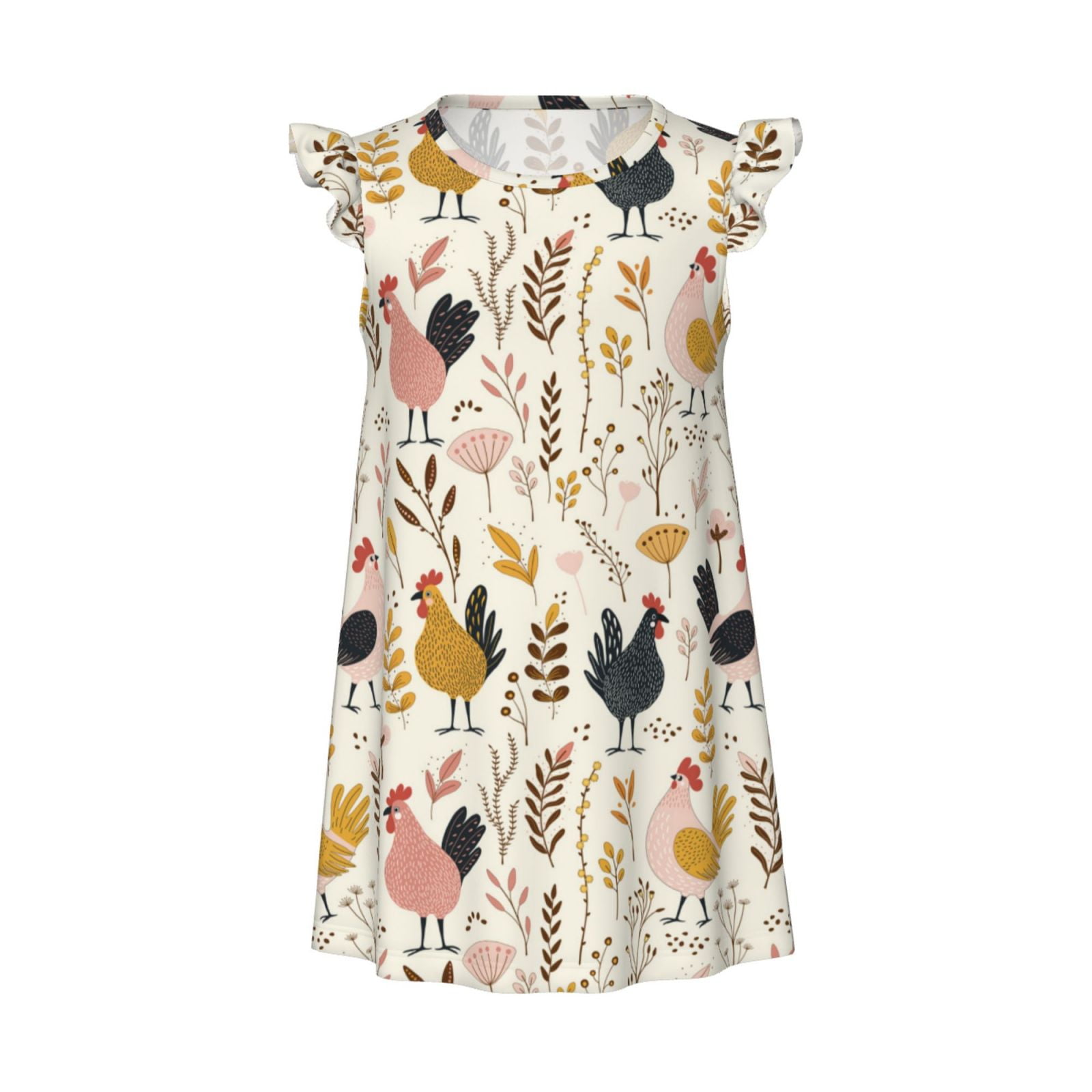 KLL Cartoon Chickens Print Girls Nightgowns Pajamas for Girl Sleepwear ...