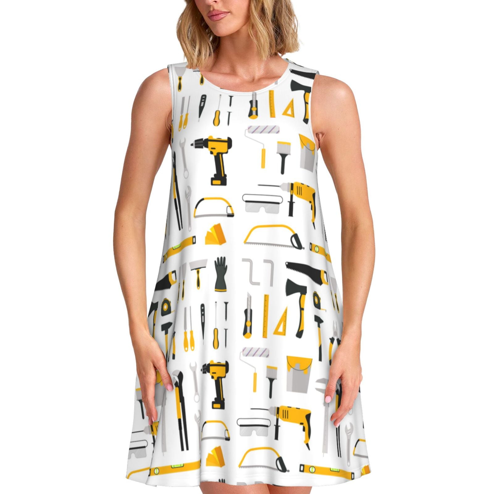 KLL Cartoon Color repair Tool Pattern Womens Summer Dresses 2025,Loose ...