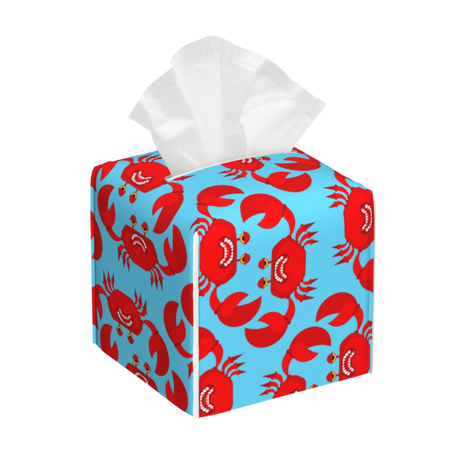KLL Cartoon Crabs Print Tissue Box Cover,Leather Tissue Holder Square ...