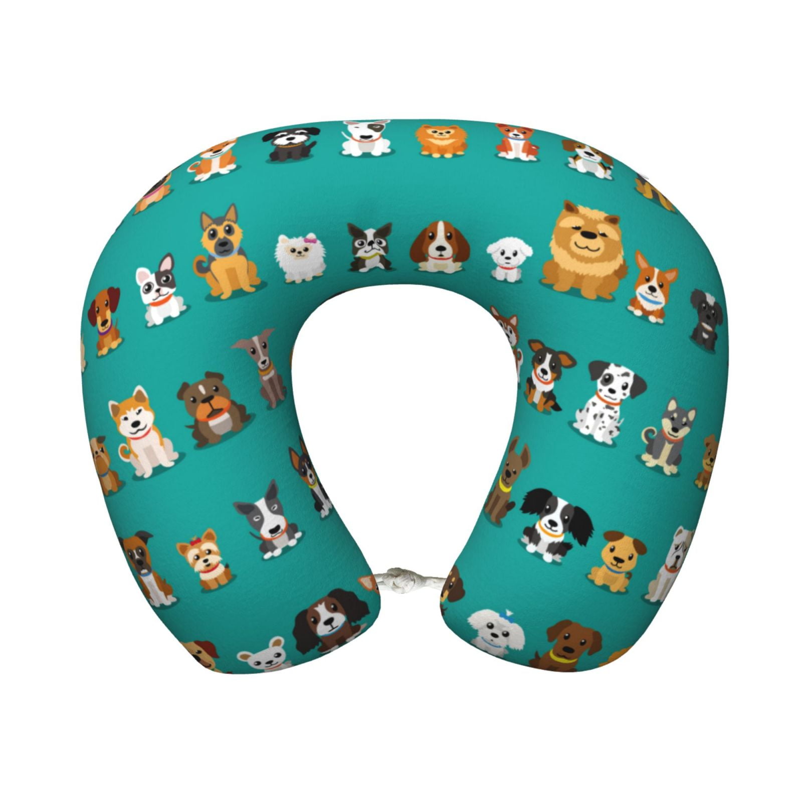 KLL Cartoon Dogs Pattern Memory Foam Cervical Neck Pillow Versatile U ...
