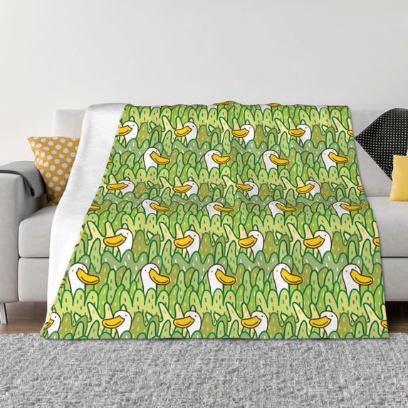 KLL Cartoon Duck Print Fleece Throw Blanket, Horizontal Fleece Bedding ...