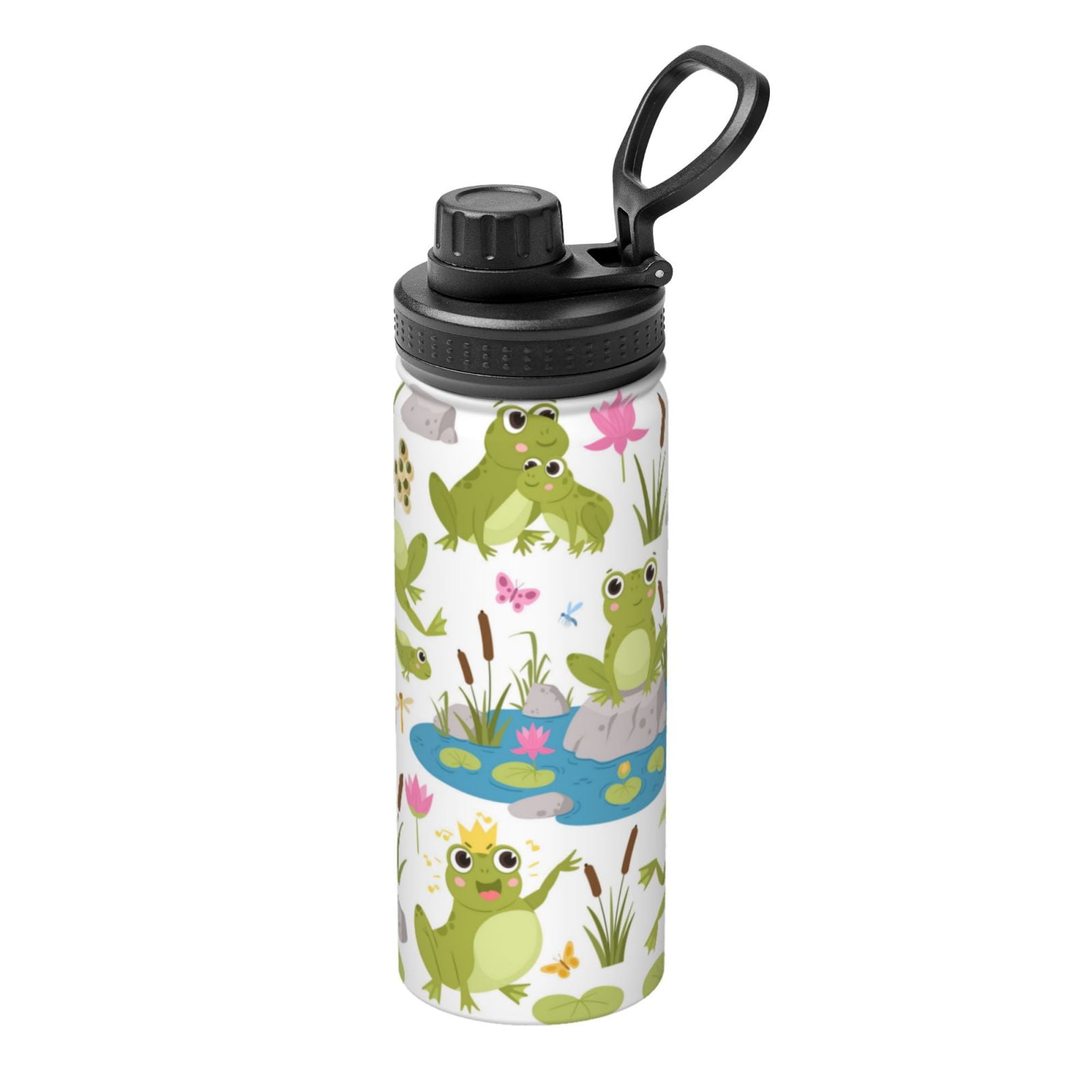 KLL Cartoon Frogs Pattern 18oz Insulated Water Bottle, Stainless Steel ...