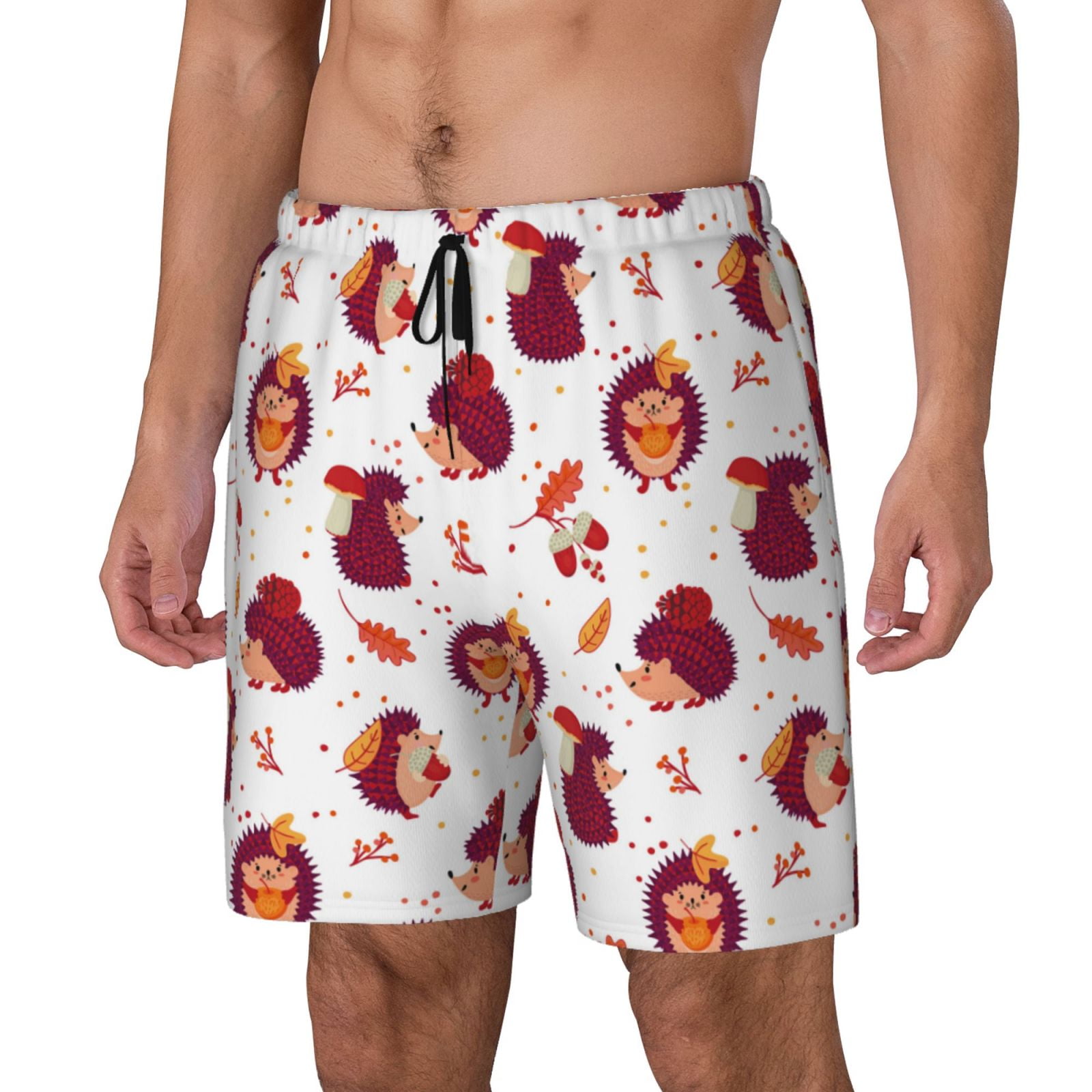 KLL Cartoon Hedgehogs for Mens Swim Trunks Quick Dry Swim Shorts with ...