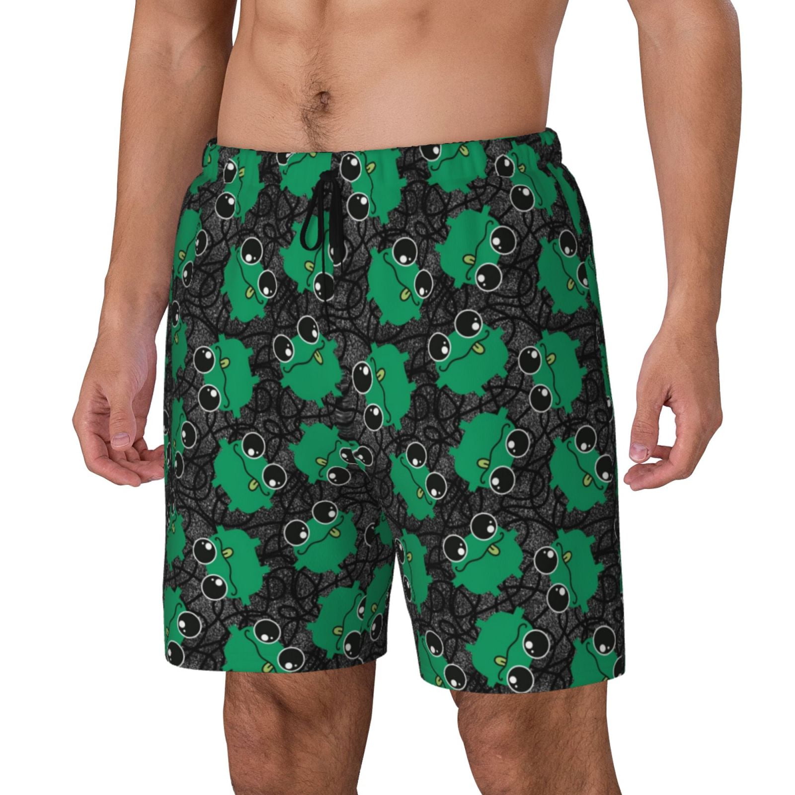 KLL Cartoon Kawaii Frogs for Mens Swim Trunks Quick Dry Swim Shorts ...