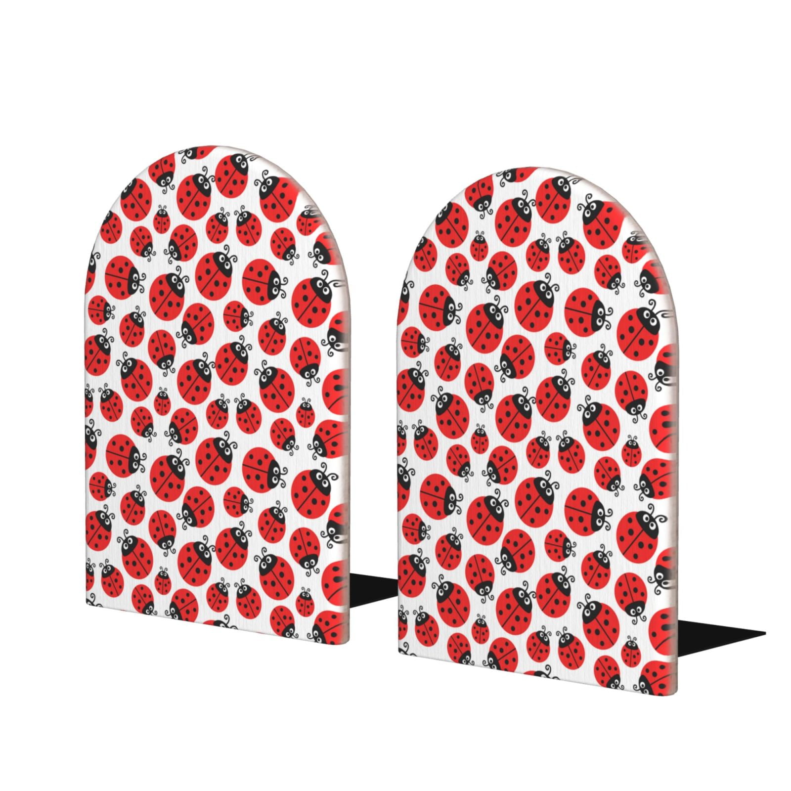 KLL Cartoon Ladybug Print Wood Book Ends for Shelves,1 Pair Wood ...