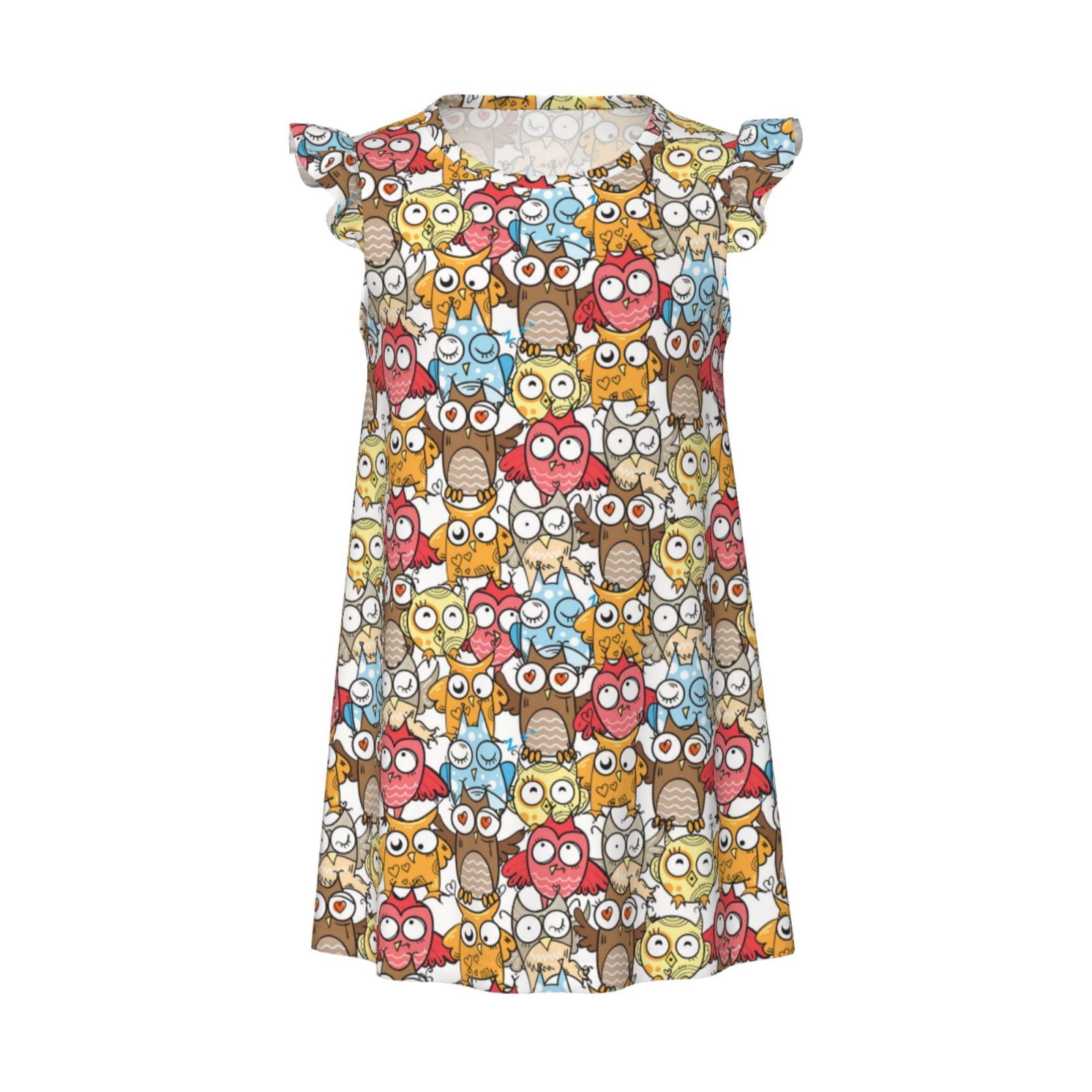 KLL Cartoon Owls 1 Print Girls Nightgowns Pajamas for Girl Sleepwear ...