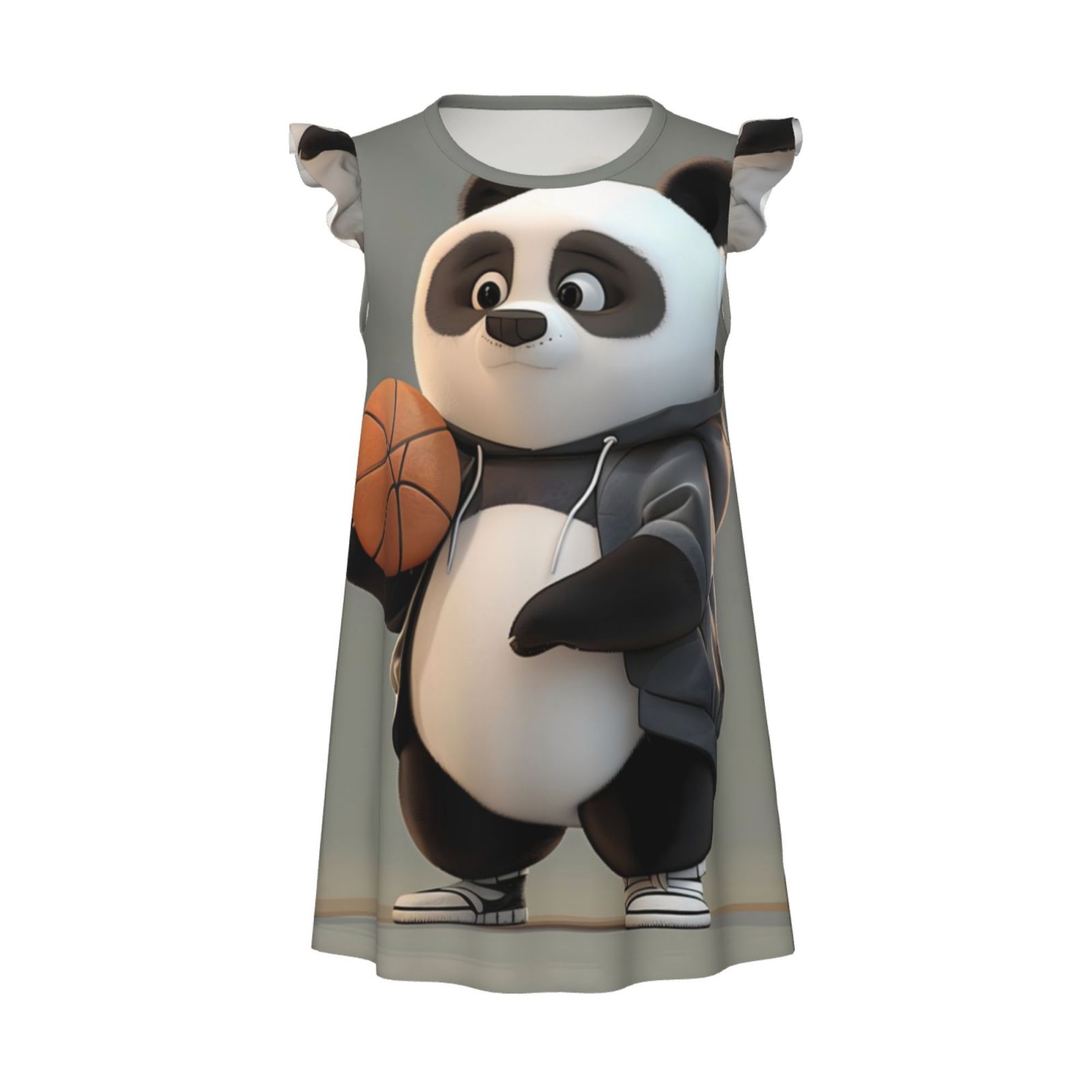 KLL Cartoon Pandas Basketball Print Girls Nightgowns Pajamas for Girl ...