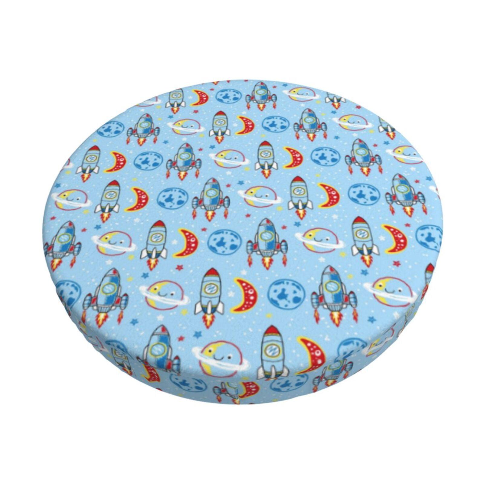 KLL Cartoon Rocket With Space Round Bar Chair Cushion Cover 14 inch ...