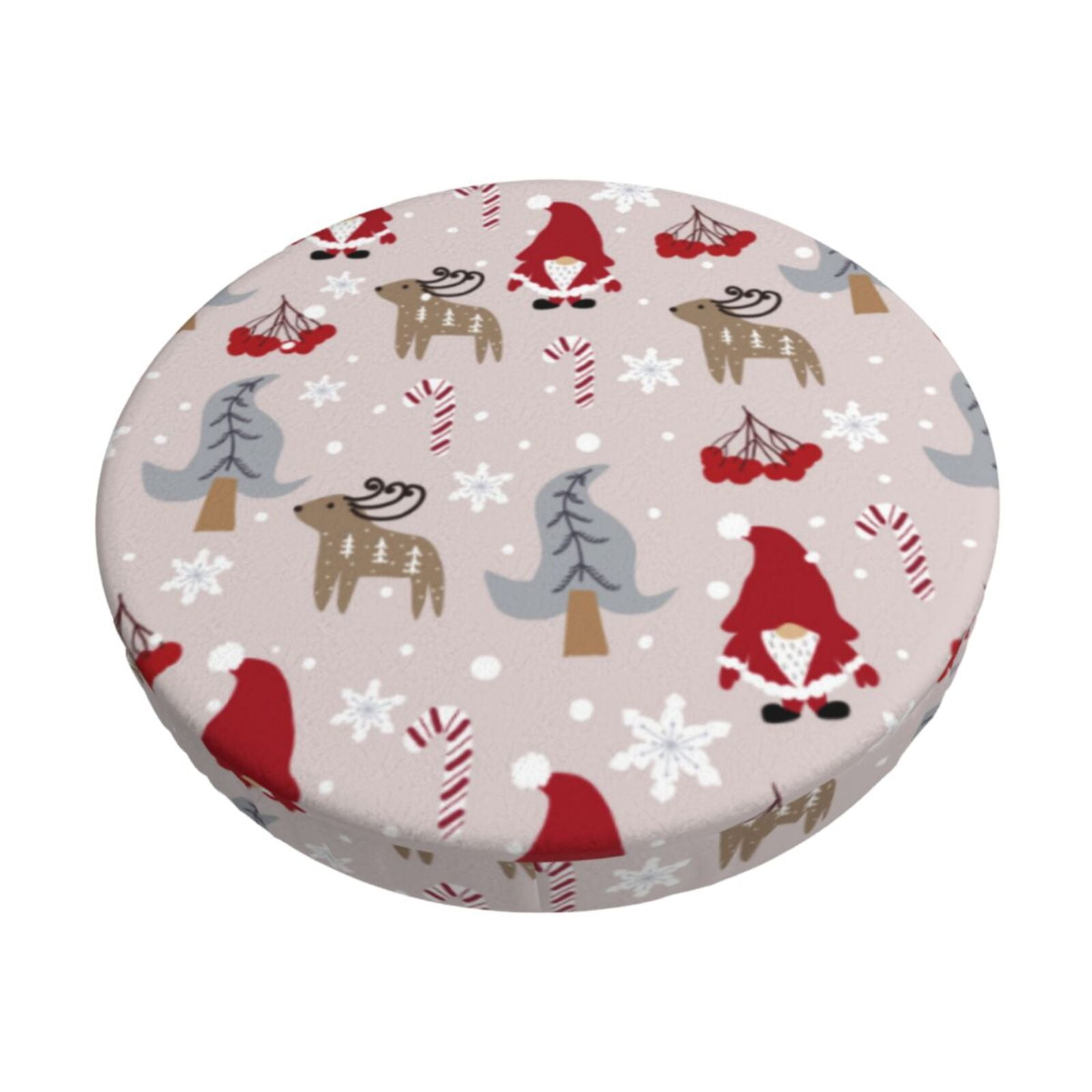 KLL Cartoon Santa and Reindeer Round Bar Chair Cushion Cover 12 inch ...