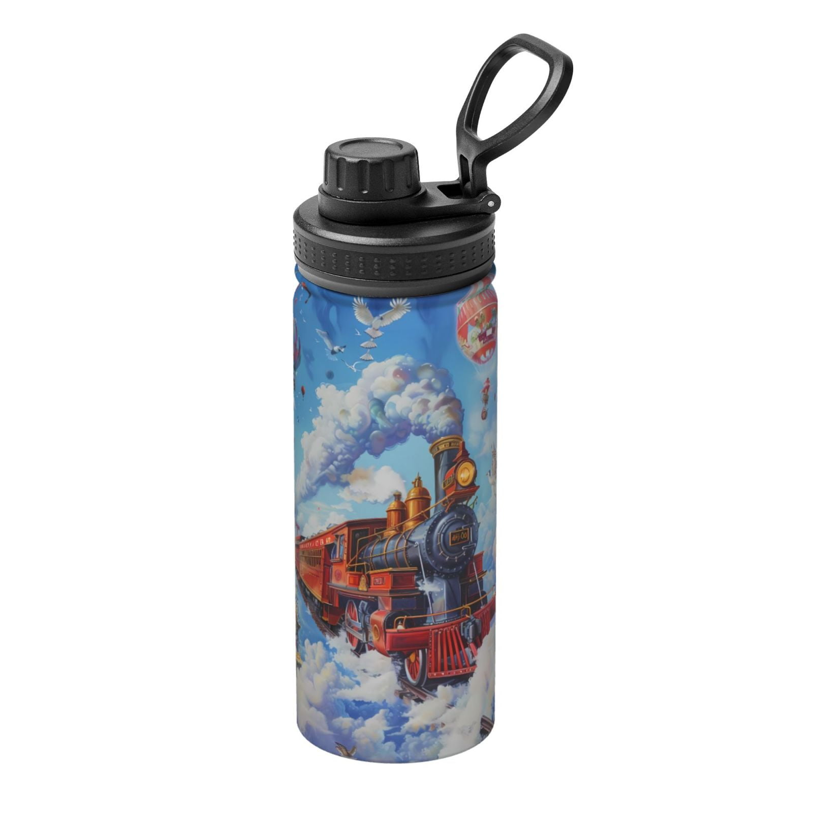 KLL Cartoon Train Hot Air Balloon Pattern 18oz Insulated Water Bottle ...