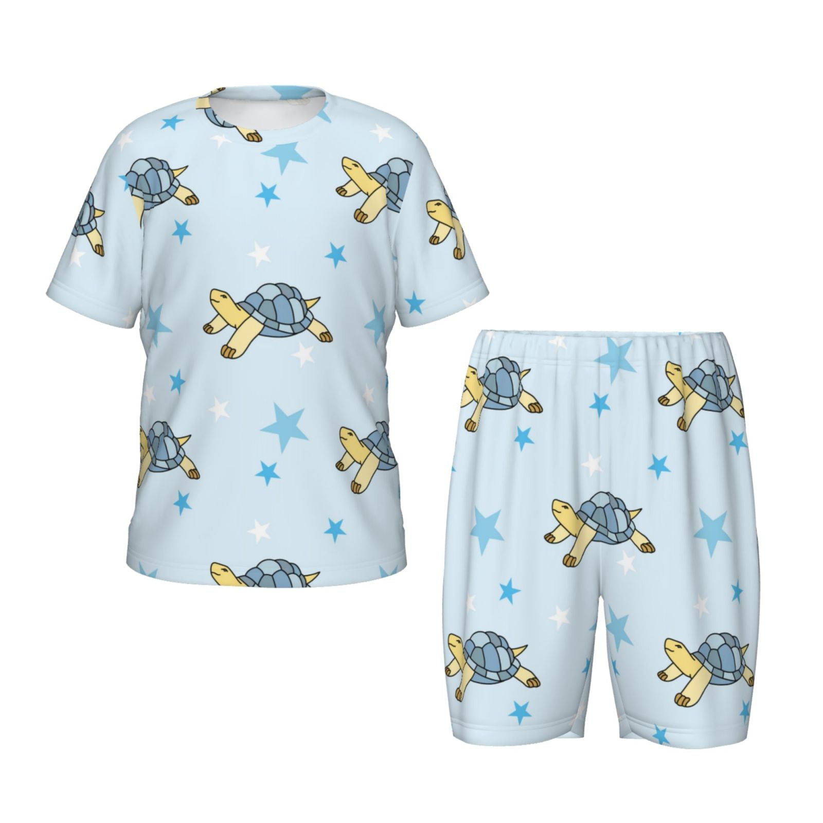 KLL Cartoon Turtle Print Kids' Short-Sleeved Pajama Set,Soft Pajama ...