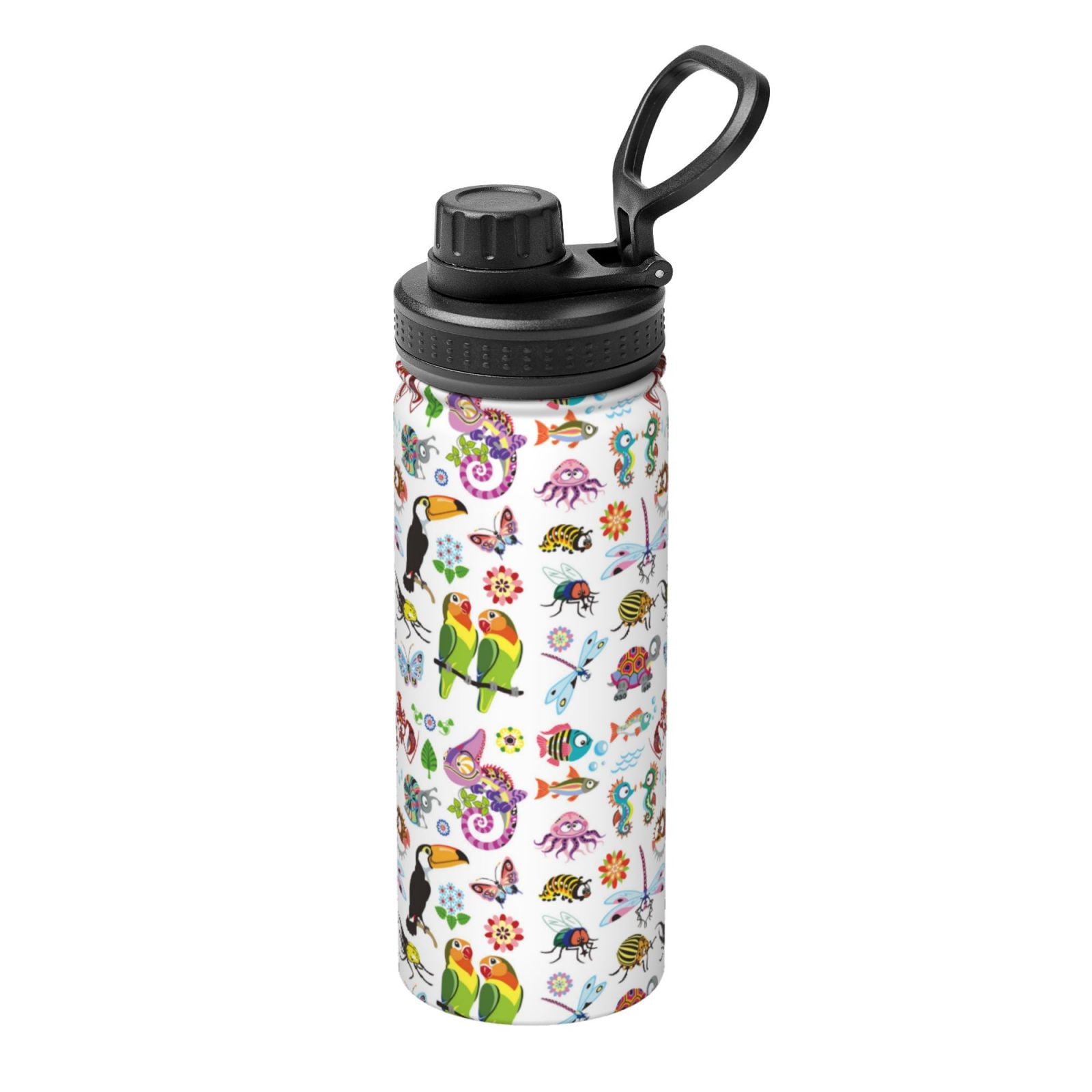 KLL Cartoon Wild Animals Pattern 18oz Insulated Water Bottle, Stainless ...