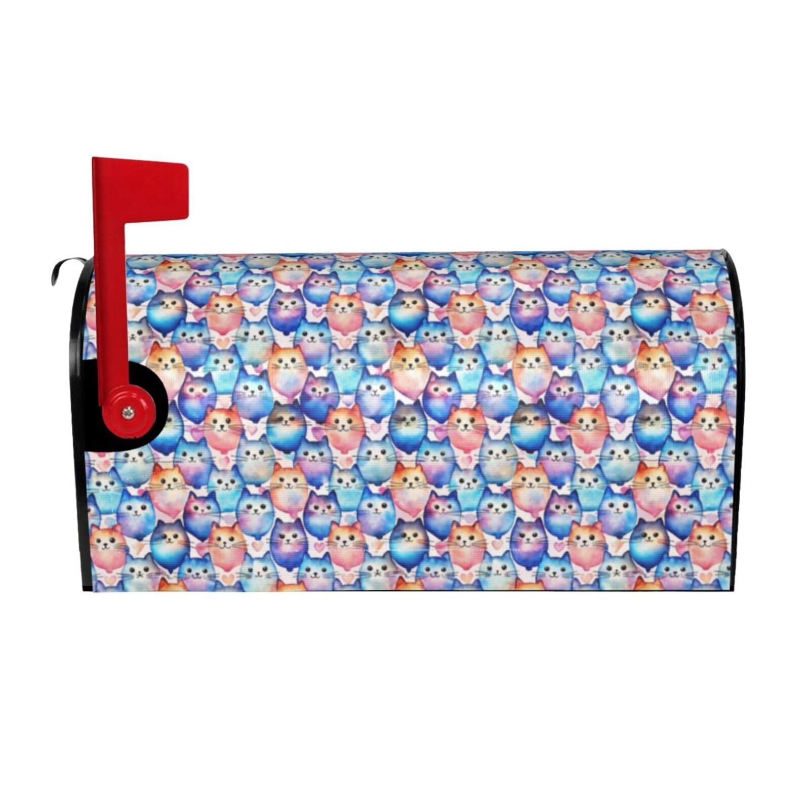 KLL Cartoon colorful cute cat Pattern Mailbox Covers,Magnetic Mailbox ...