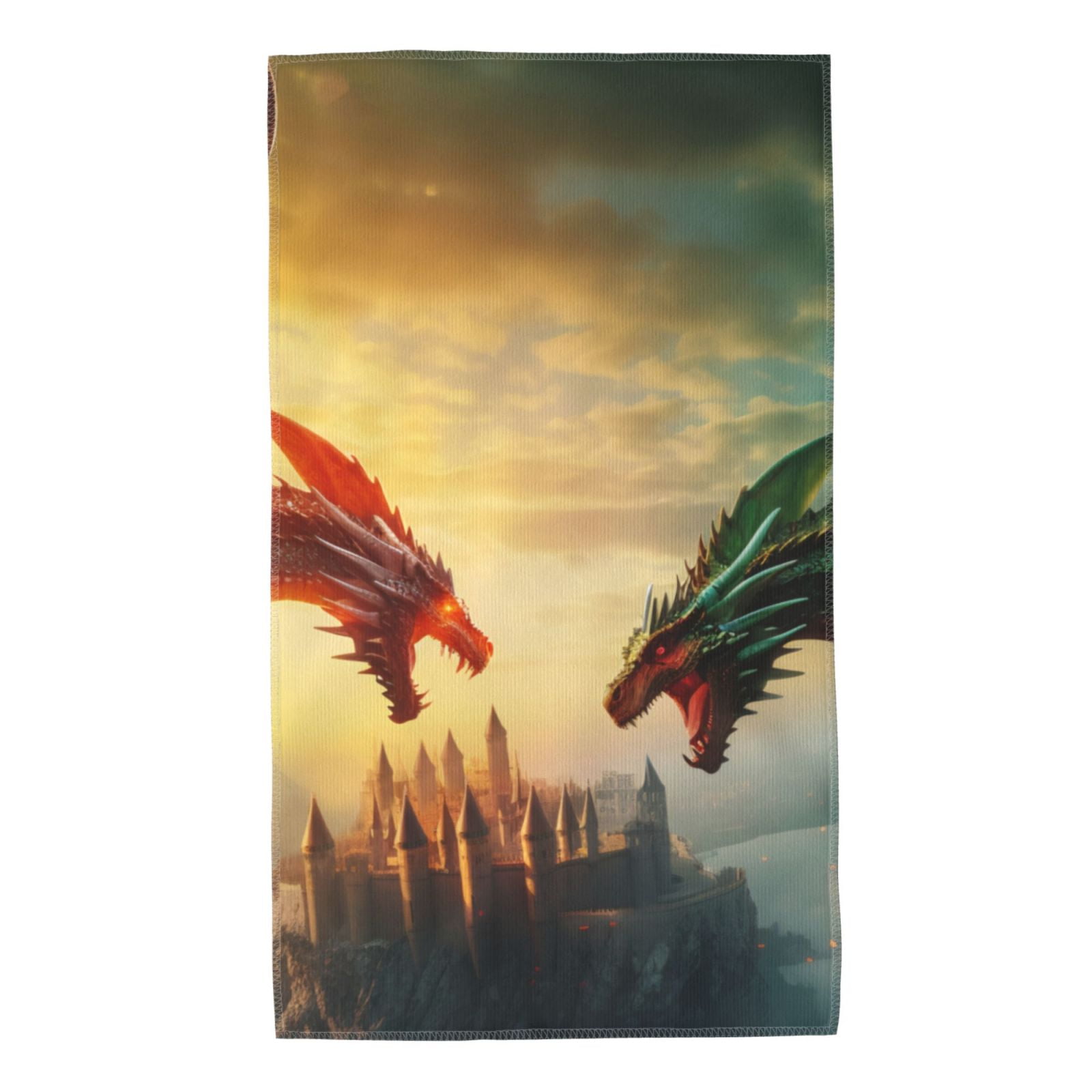 KLL Castle Red Green Sky Dragon Ultra Absorbent & Soft Hand Towels for ...