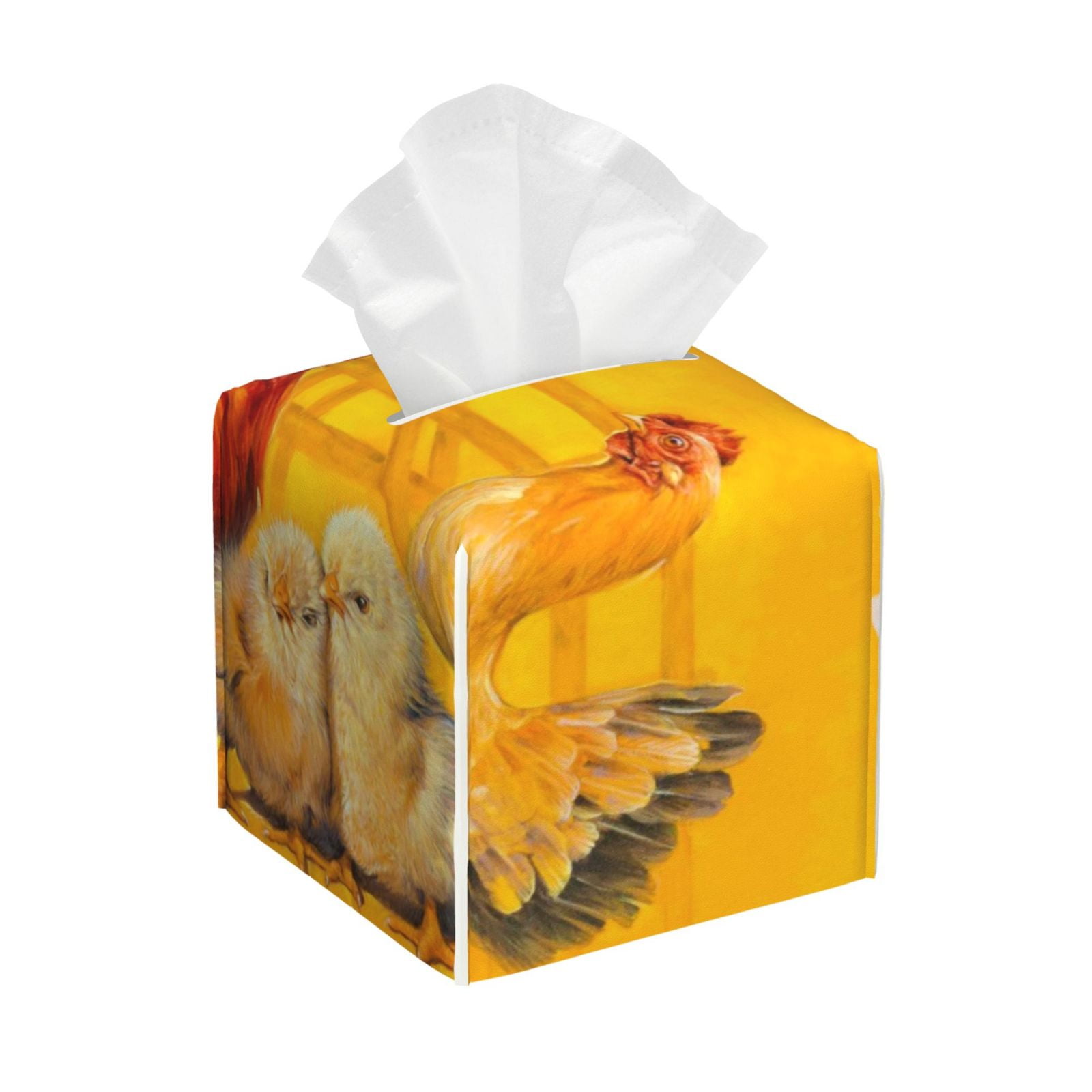 KLL The Chicken Family Print Tissue Box Cover,Leather Tissue Holder ...