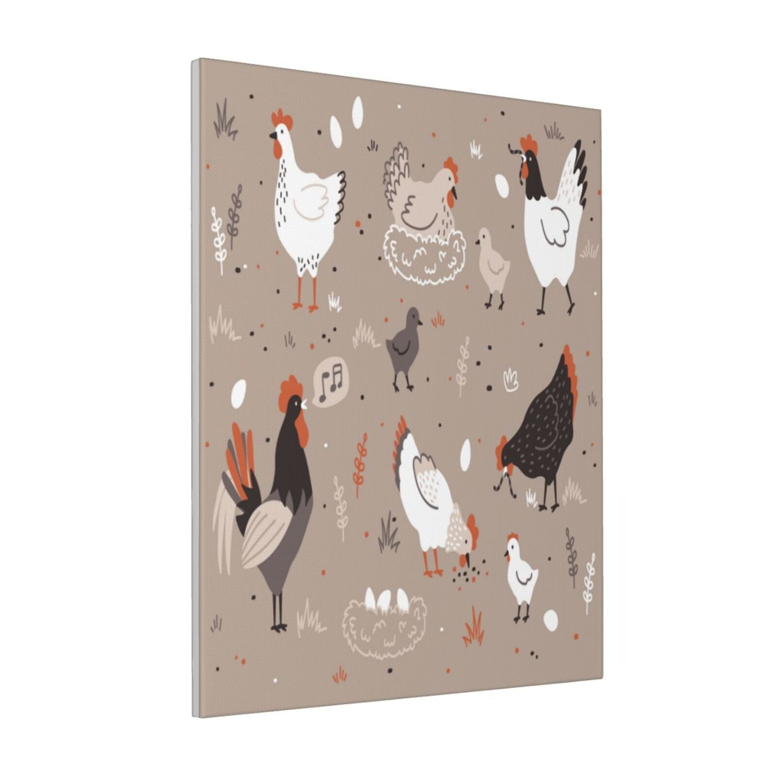 KLL Chicken Print Canvas Wall Art, Canvas Painting Prints Canvas Art ...