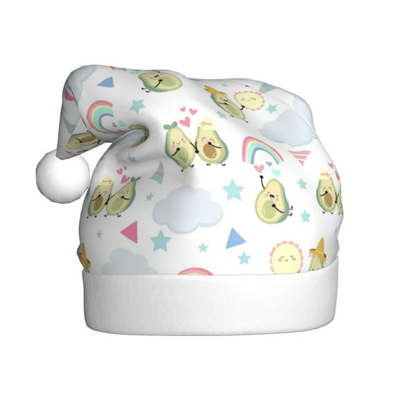 KLL Christmas Hats for Adults Plush Green Blue Avocado Print Santa Hat ...