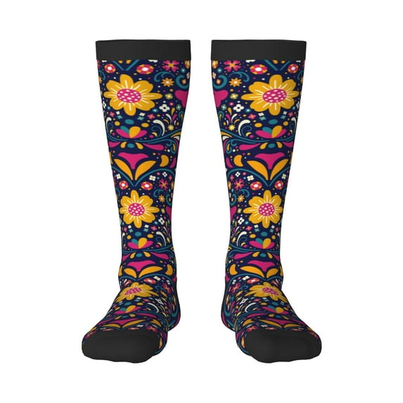 KLL Cinco De Mayo Floral Print Cool Socks Men's Women's Crew Socks ...