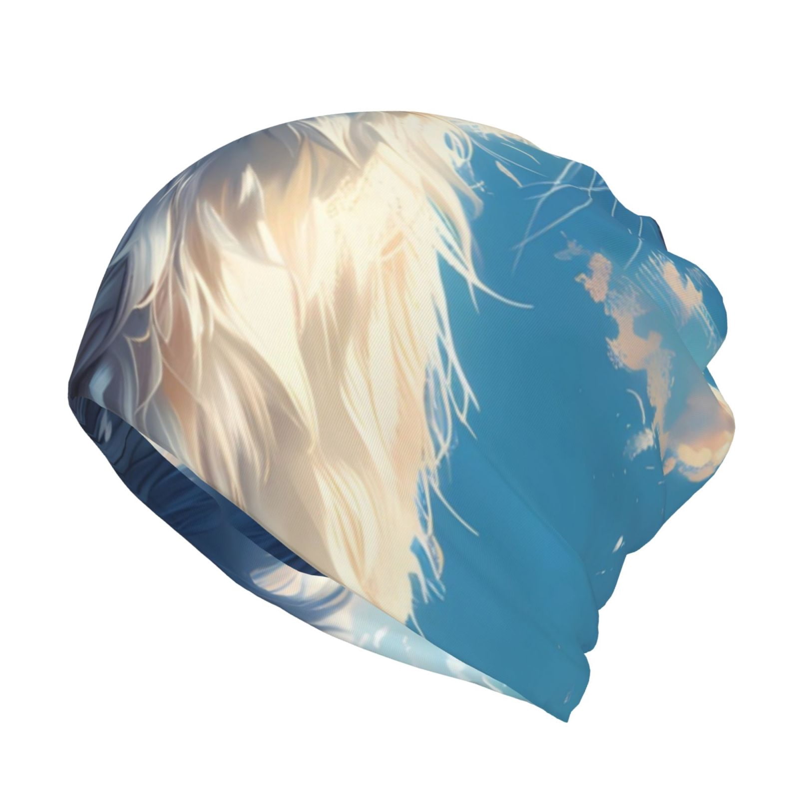 KLL Clear Sky Blue Cat Pirnt Wicking Running Beanie Head Wrap Cycling ...