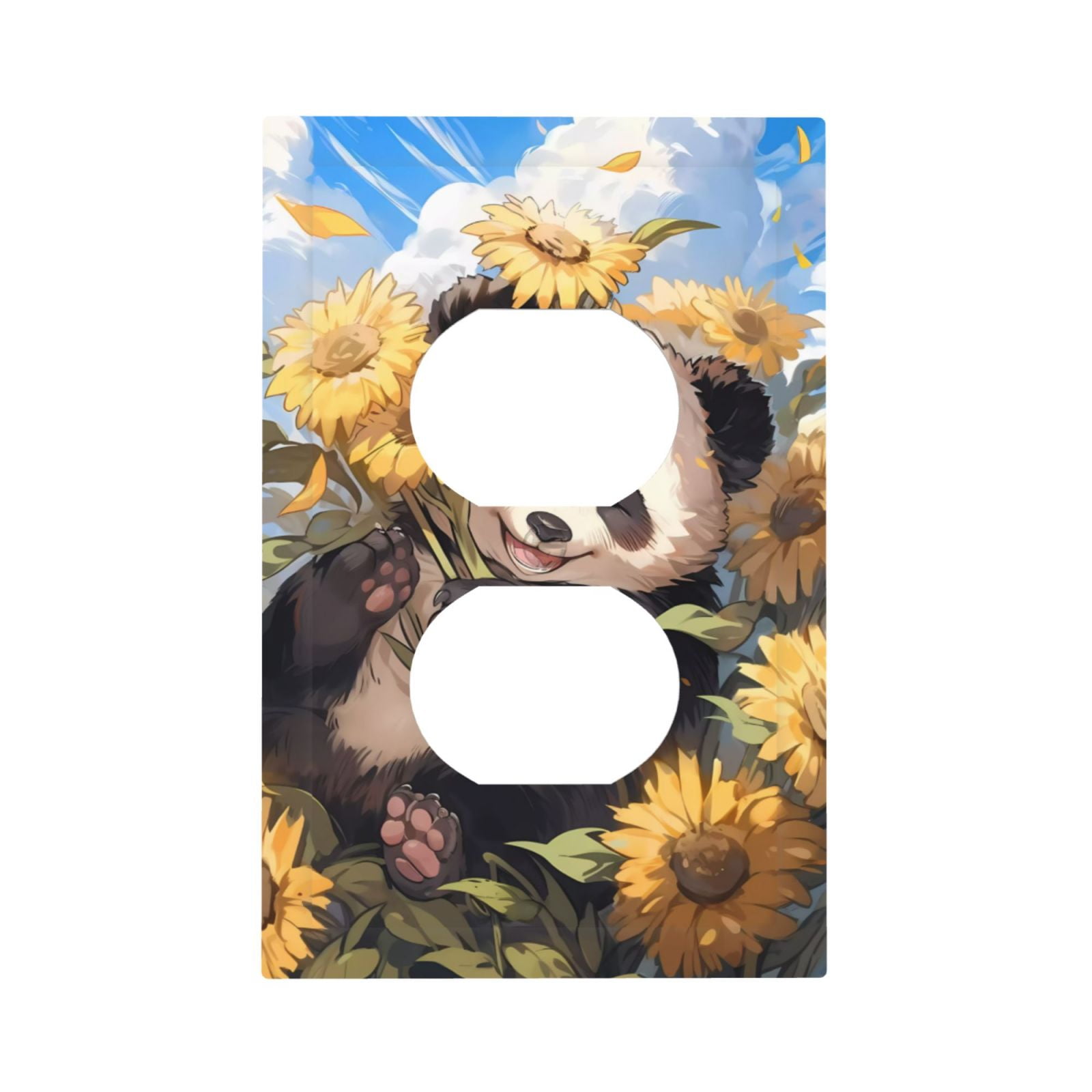 KLL Clear Sky Cute Sunflower Panda Pattern Electrical Outlet Covers, 3 ...