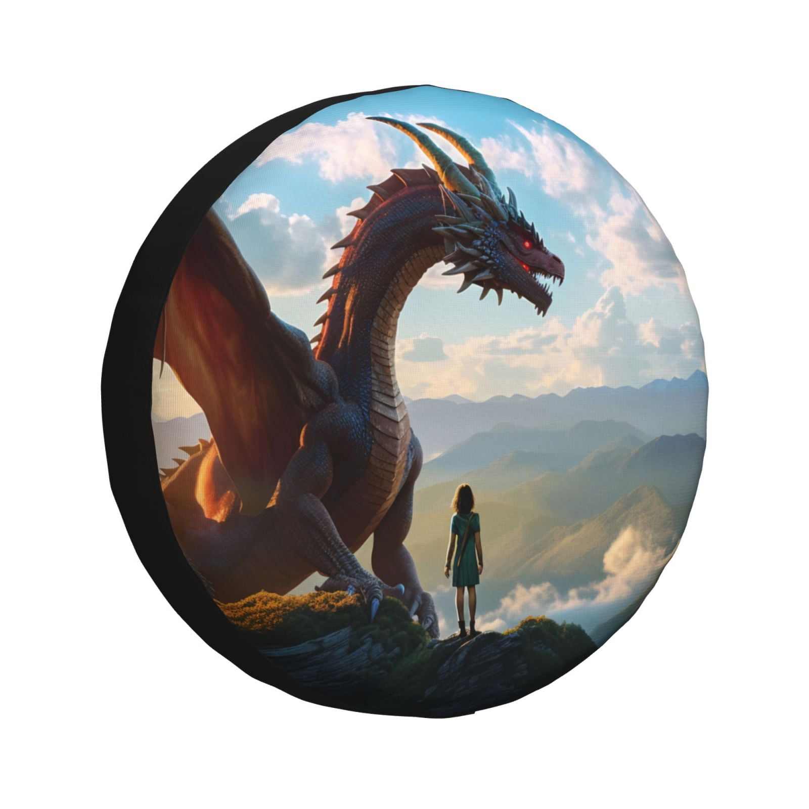 KLL Clear Sky Mountain Red Dragon Pattern 14-17 inch Spare Tire Cover ...