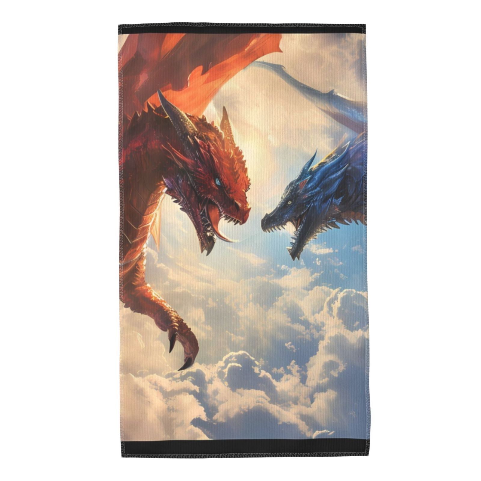 KLL Cloud Red And Blue Dragon Ultra Absorbent & Soft Hand Towels for ...