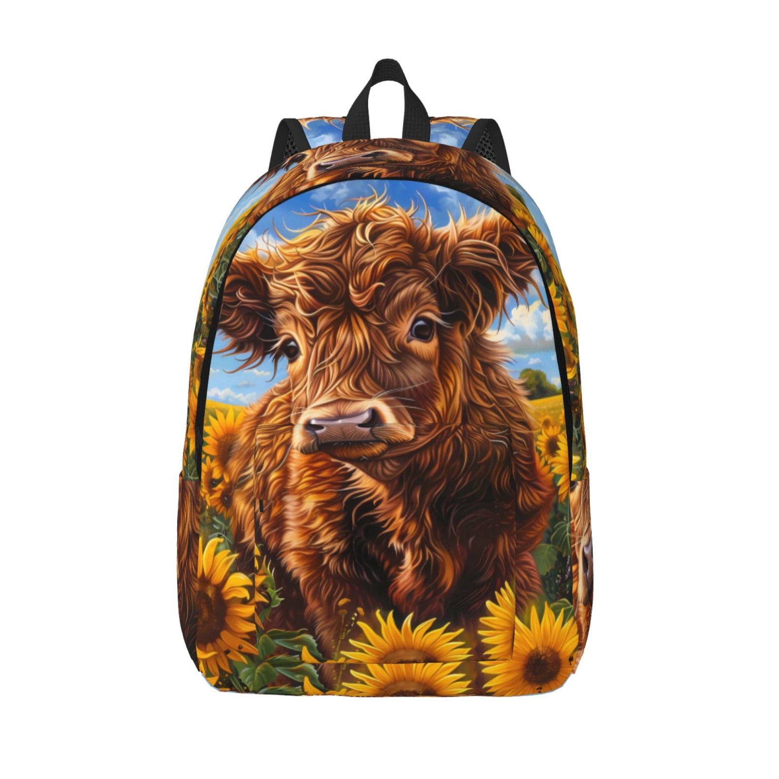 KLL Cloud Sky Sunflower Cow Print Travel Laptop Backpack - College ...