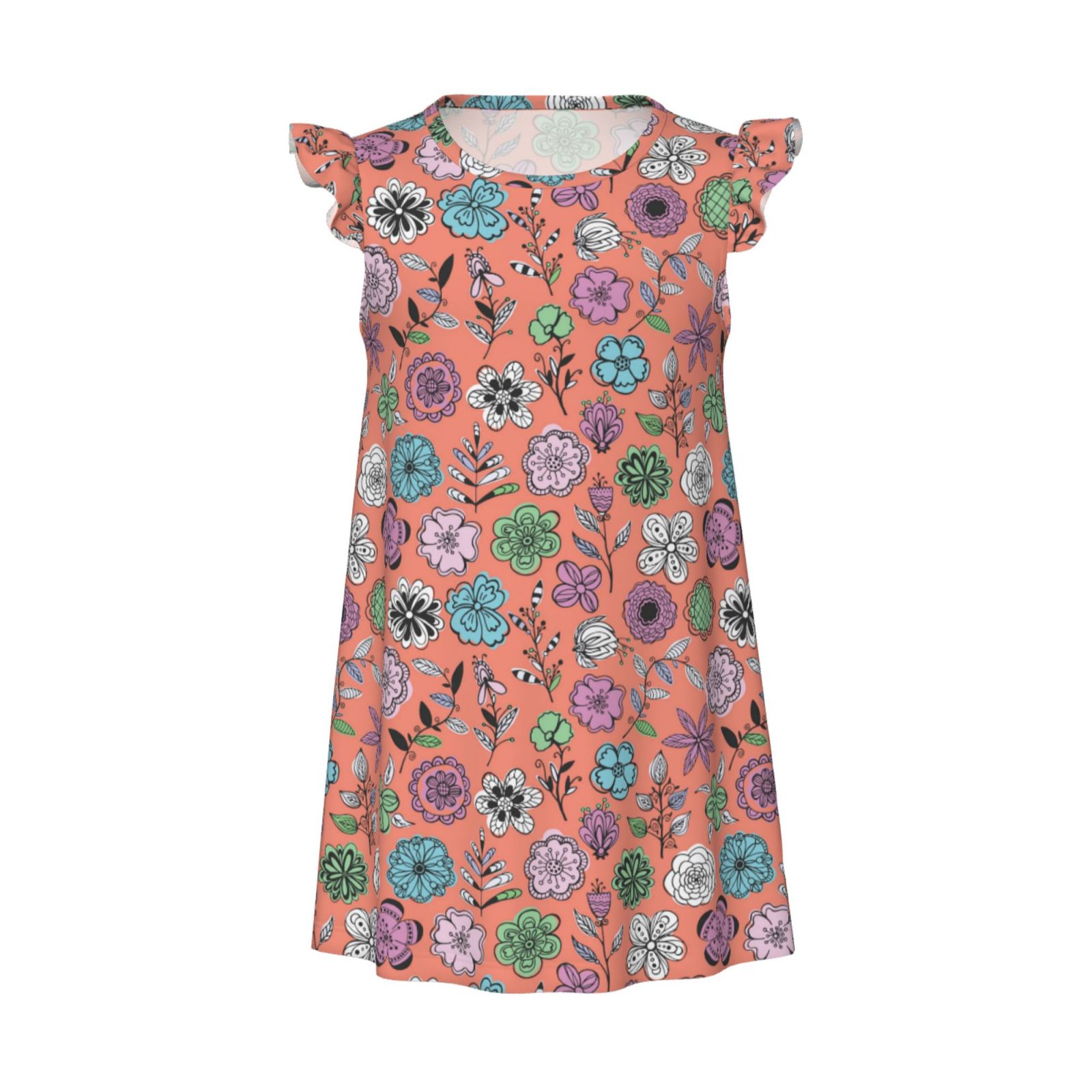 KLL Color Flowers Print Girls Nightgowns Pajamas for Girl Sleepwear ...