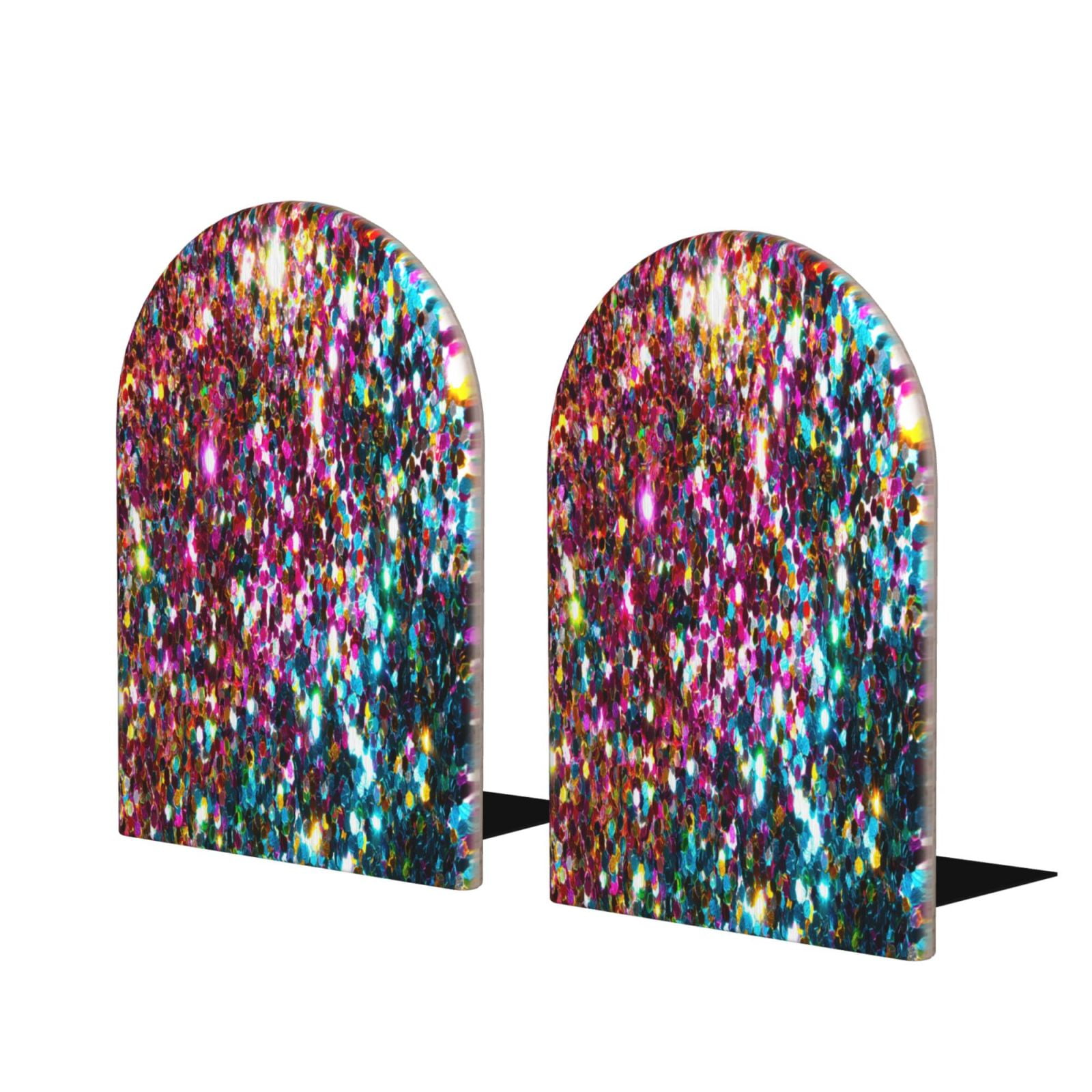 KLL Color Shiny Print Wood Book Ends for Shelves,1 Pair Wood Bookends ...