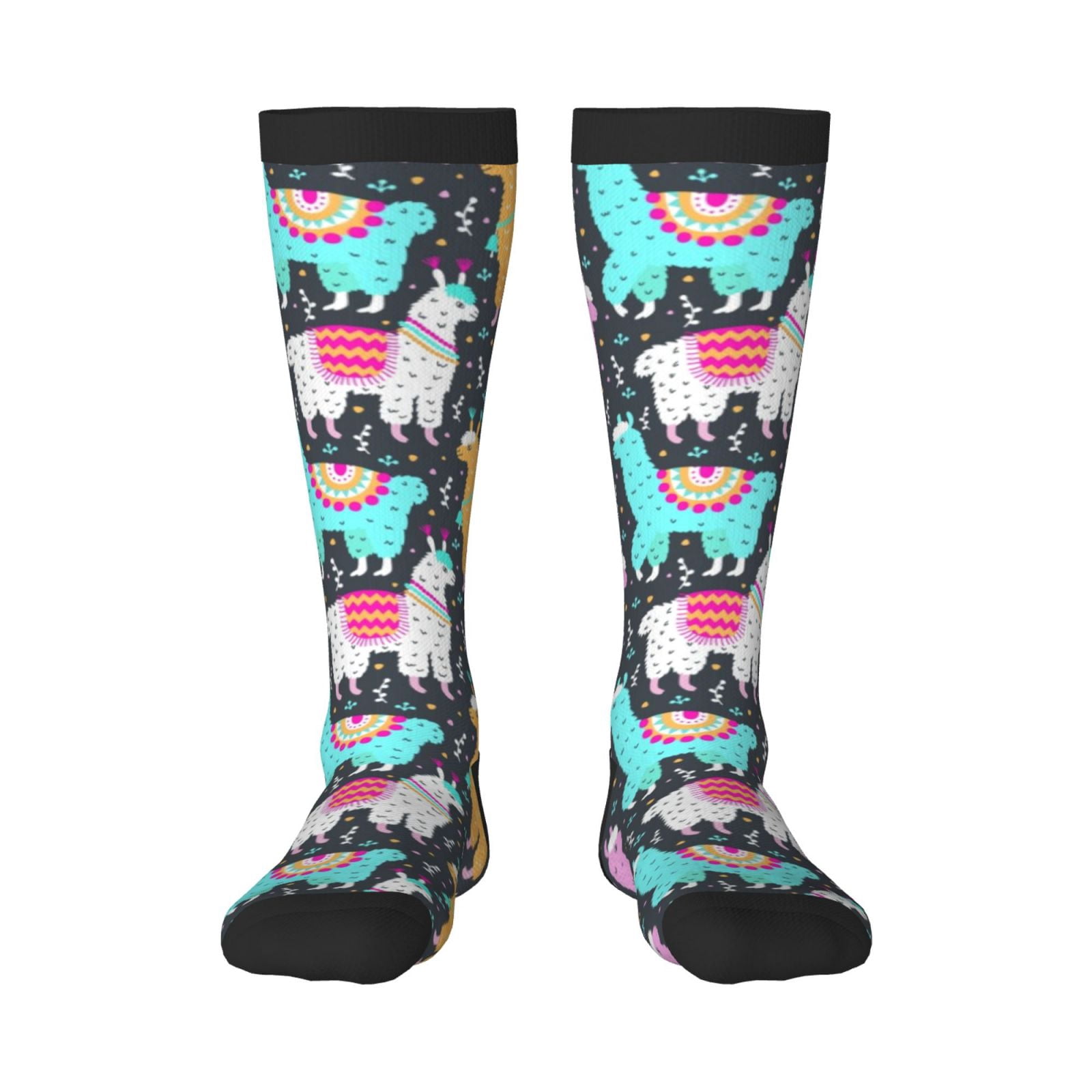 KLL Colorful Alpaca Print Cool Socks Men's Women's Crew Socks Funny ...