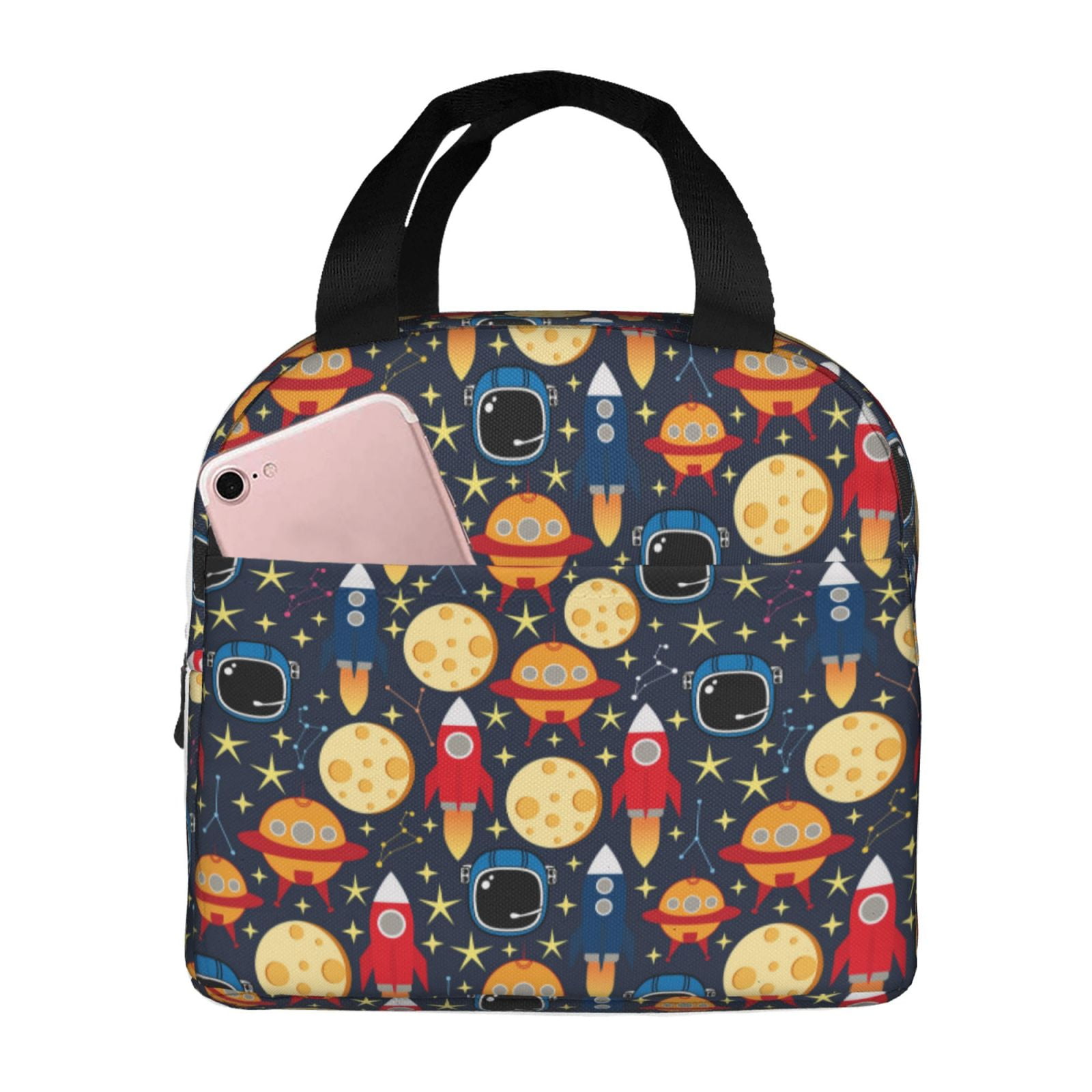 KLL Colorful Astronomy Print Insulated Lunch Bag Women, Reusable Cute Tote Lunch Box for Adult ...