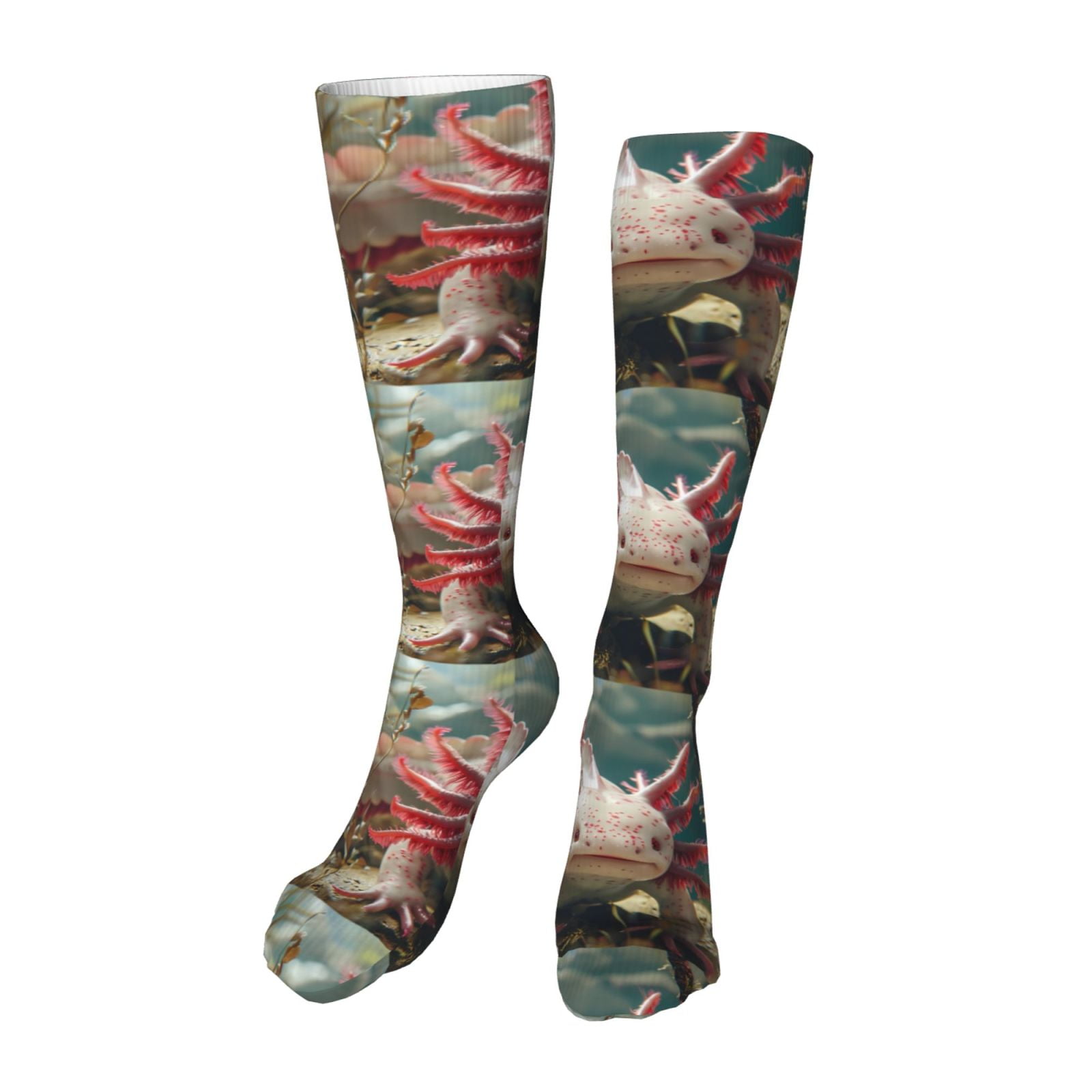 KLL Colorful Axolotl Underwater Print Cool Socks Men's Women's Crew ...