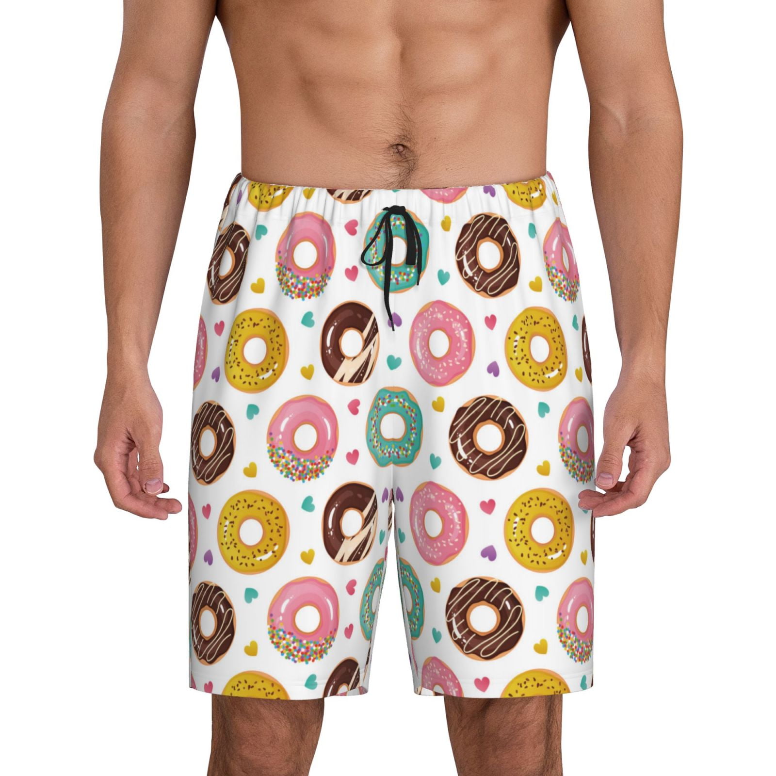 KLL Colorful Donuts for Men's 1-Pack Shorts,Sleep Pajama Shorts for Men ...