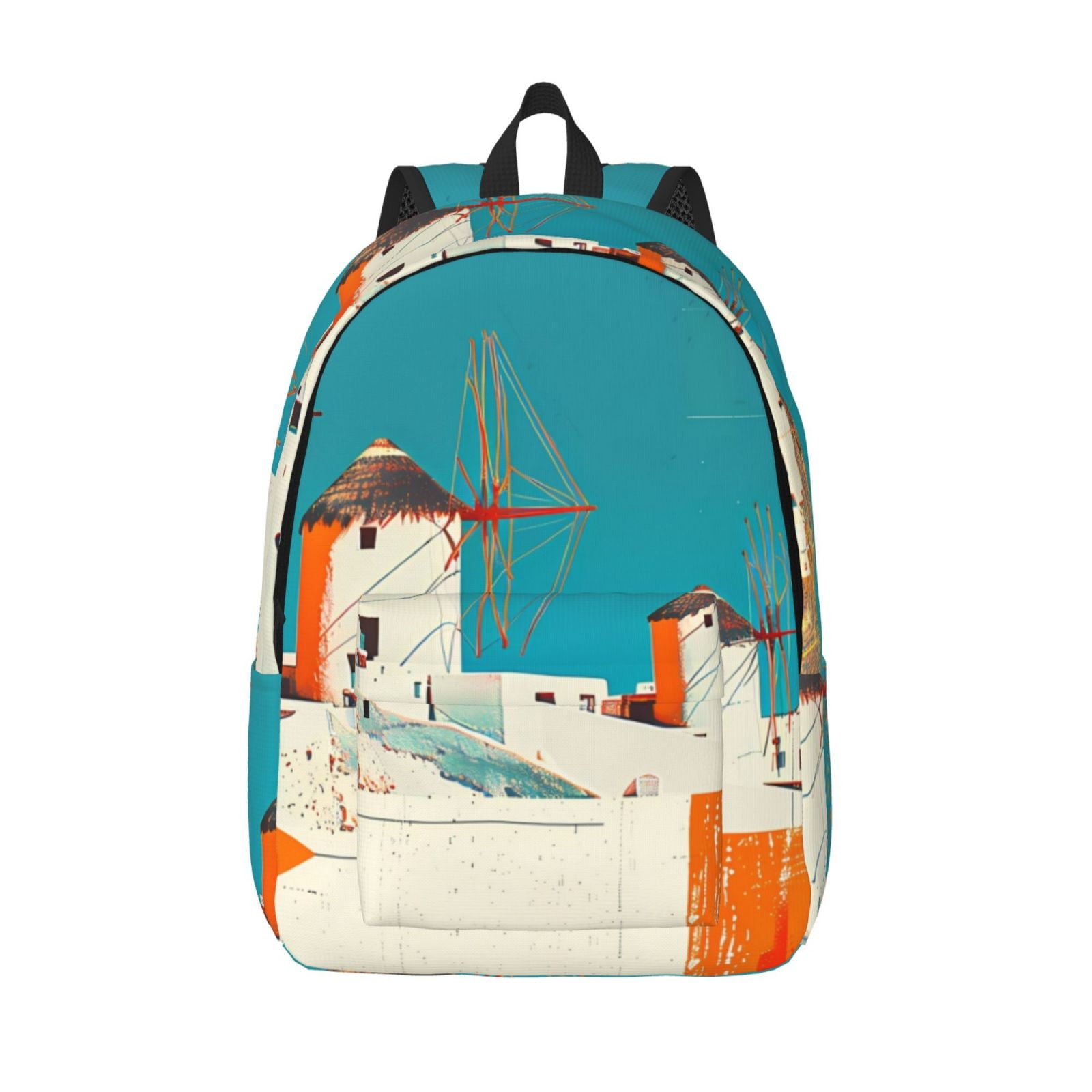 KLL Colorful Greek Windmills Print Travel Laptop Backpack - College ...