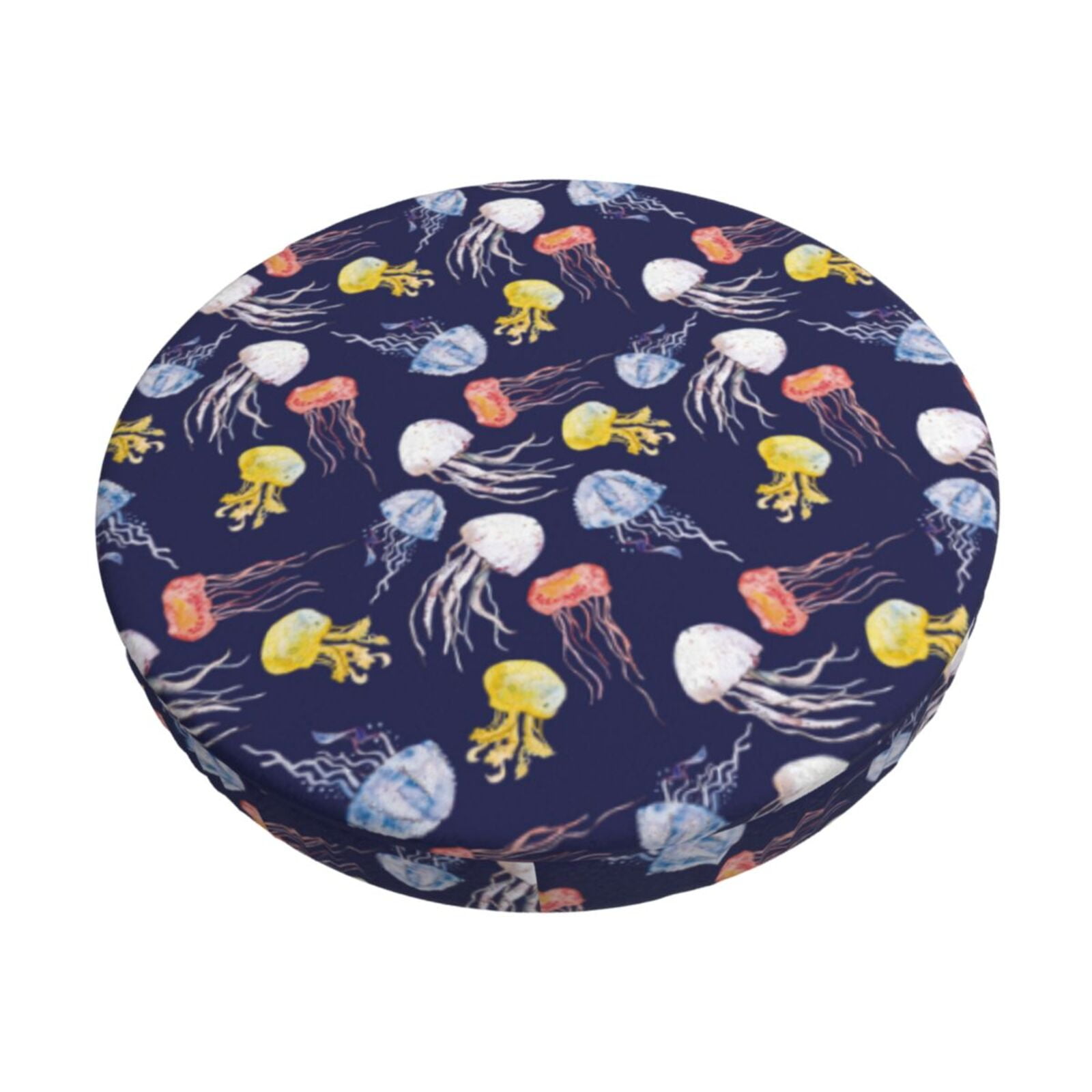 KLL Colorful Jellyfish Round Bar Chair Cushion Cover 12 inch ,Bar Stool ...
