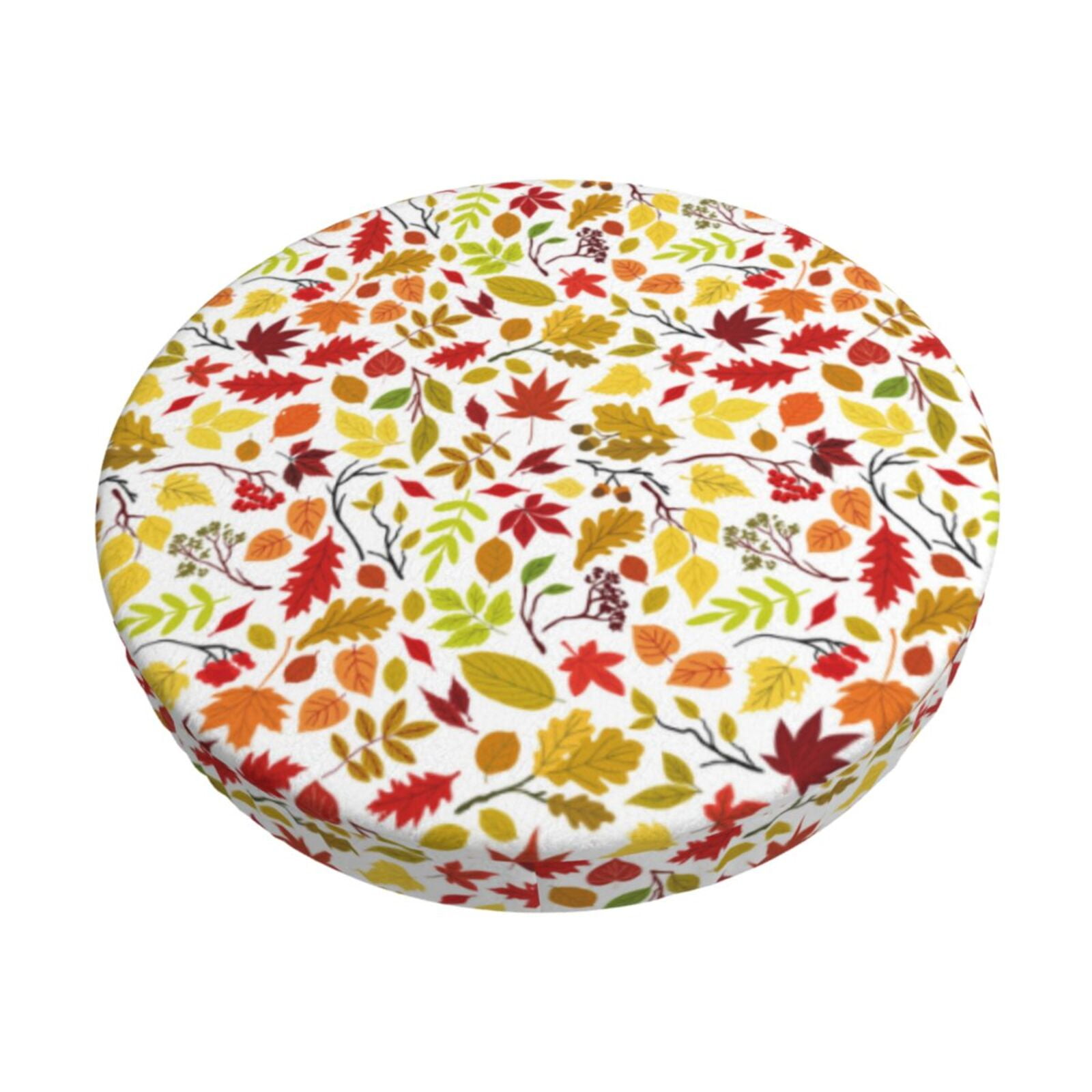 KLL Colorful Leaves Round Bar Chair Cushion Cover 13 inch ,Bar Stool ...