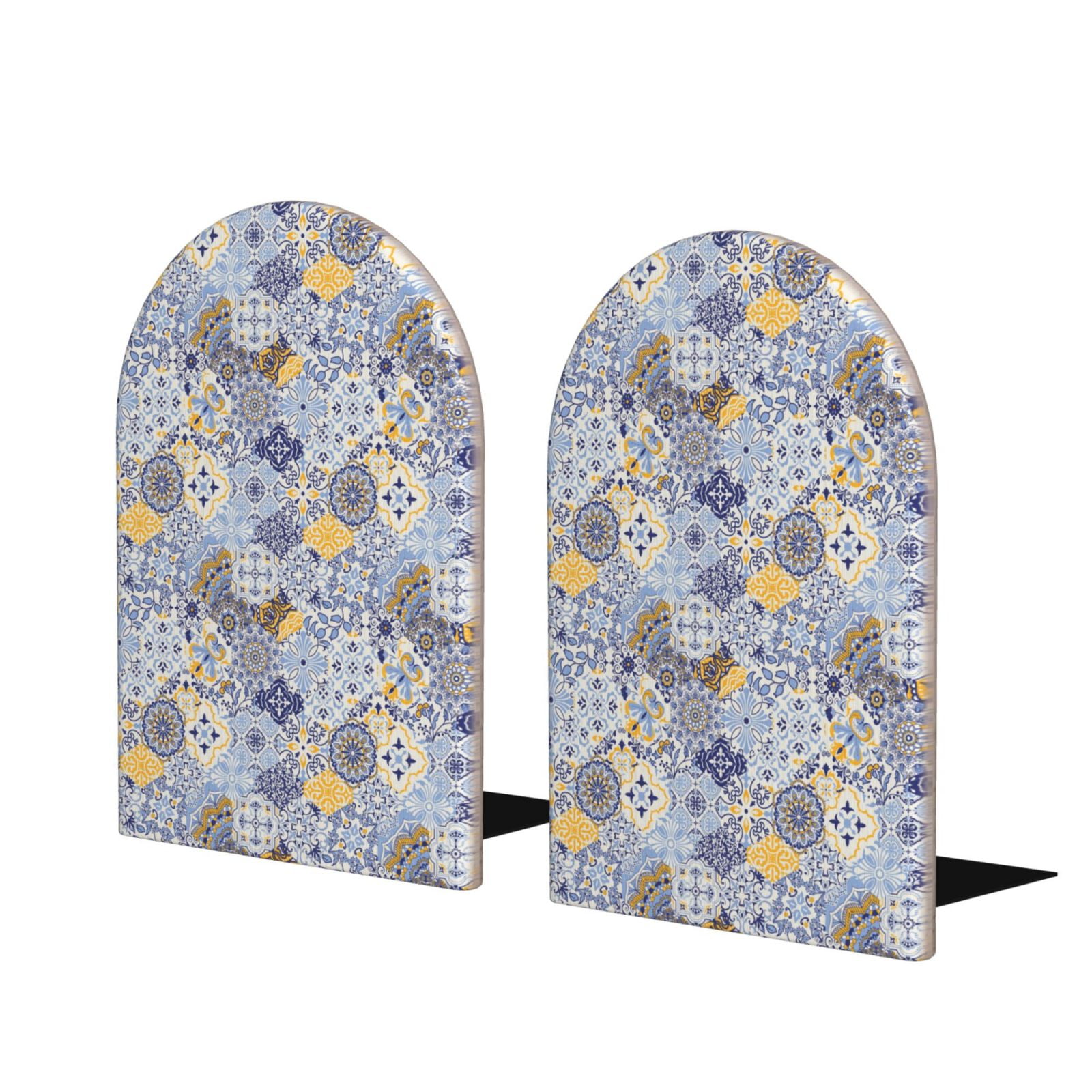 KLL Colorful Mandalas Print Wood Book Ends for Shelves,1 Pair Wood ...