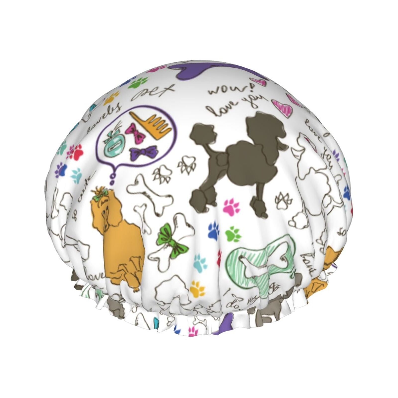 KLL Colorful Poodle Dog Pattern Shower Cap & Bath Cap for Women ...