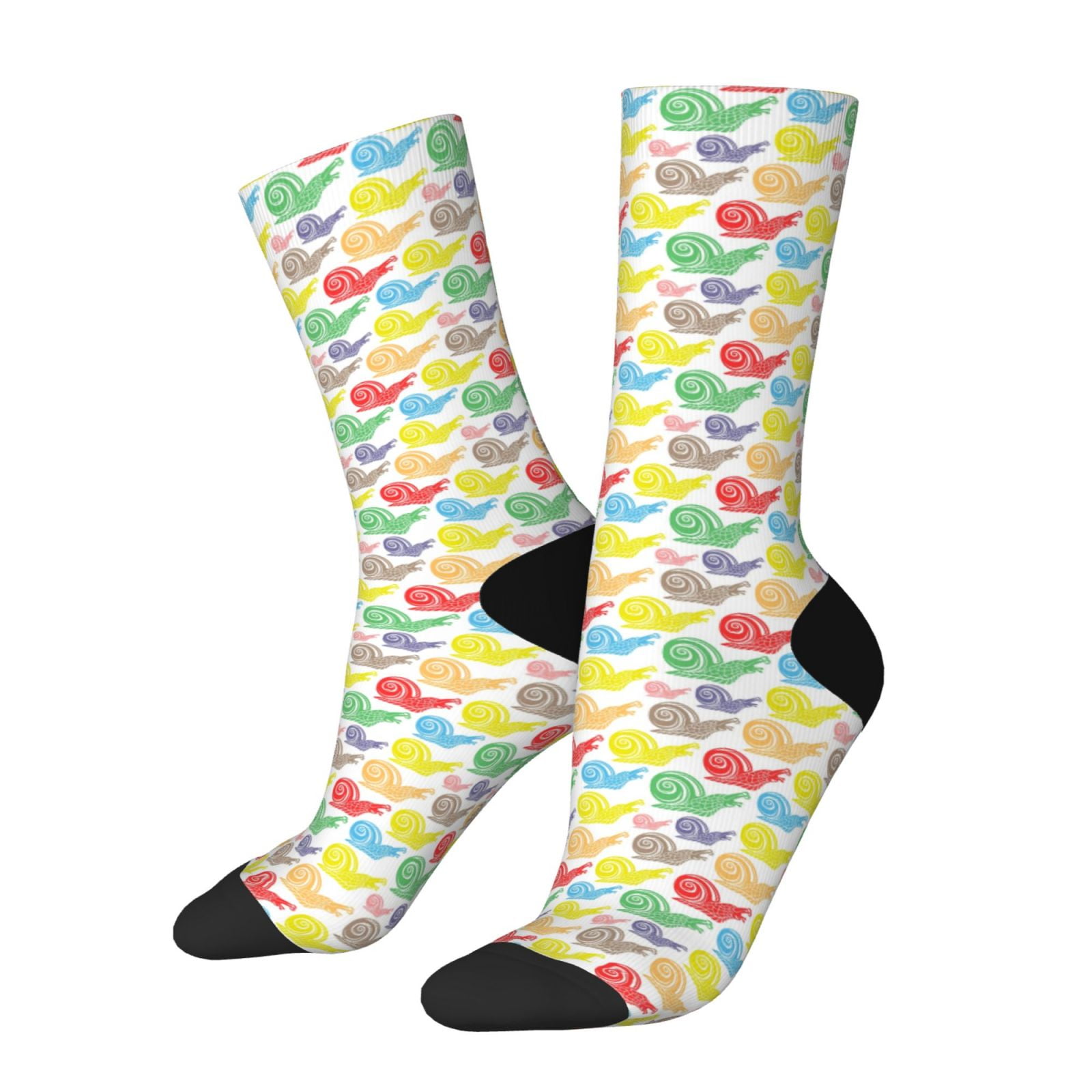KLL Colorful Snails Print Cool Socks Men's Women's Crew Socks Funny ...