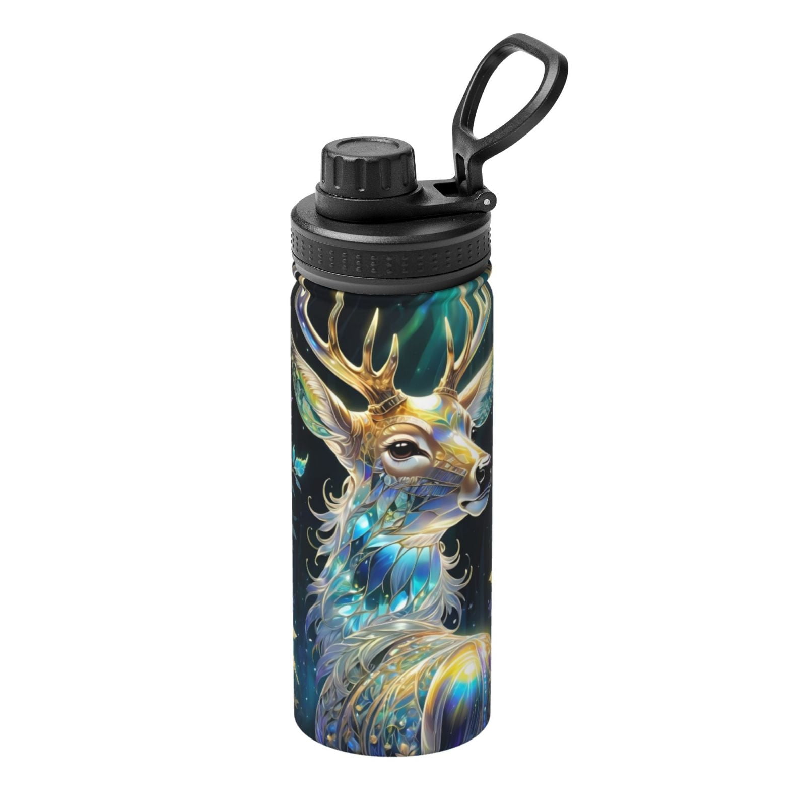 KLL Colorful Stained Glass Deer Pattern 18oz Insulated Water Bottle ...