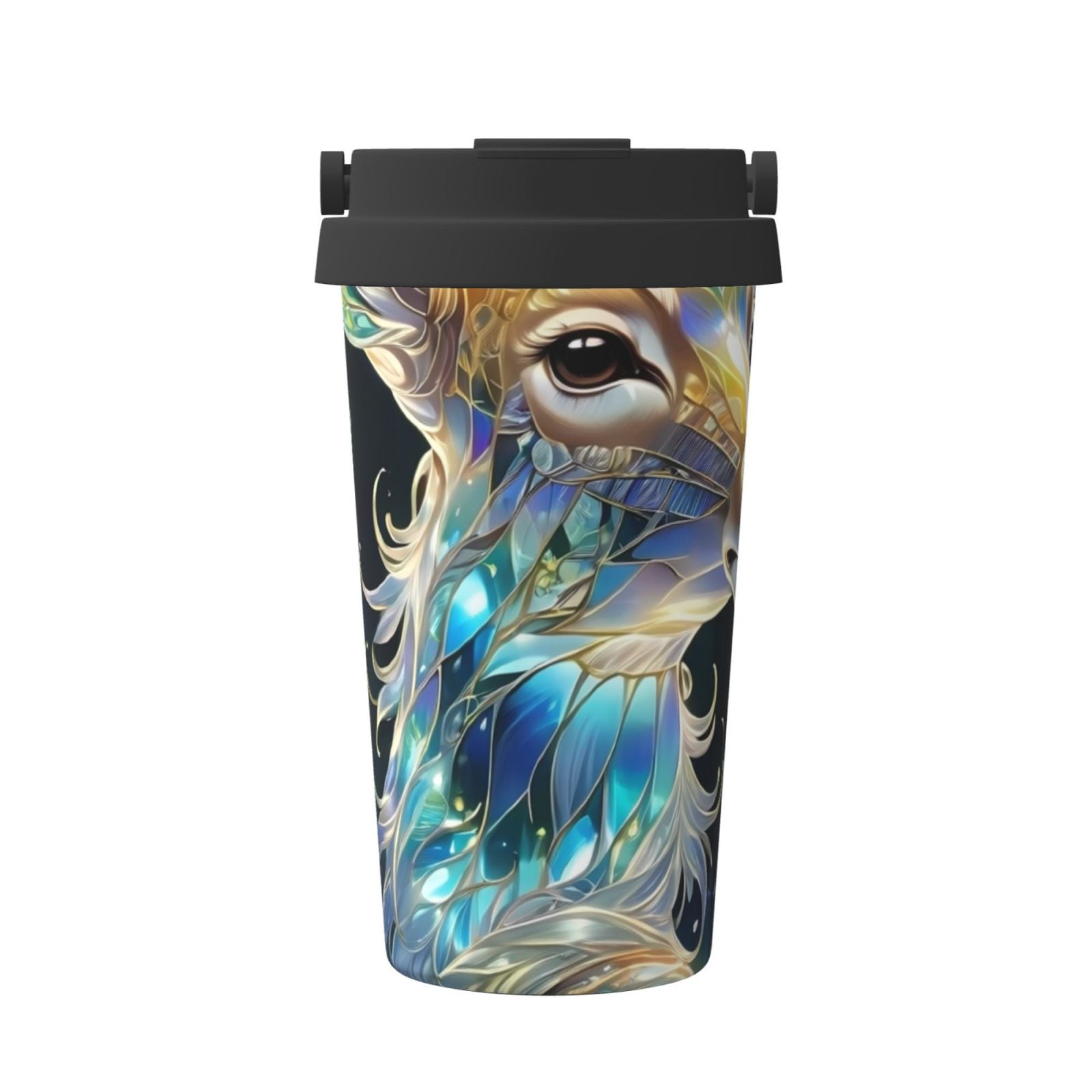 KLL Colorful Stained Glass Deer Pattern Stainless Steel Vacuum ...