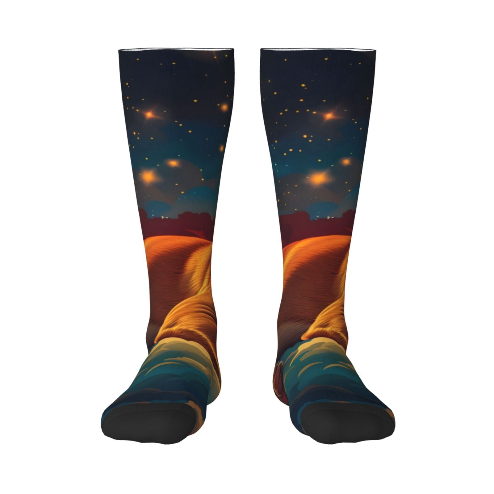 KLL Colorful Starry Sky Sleep Dog Print Cool Socks Men's Women's Crew ...