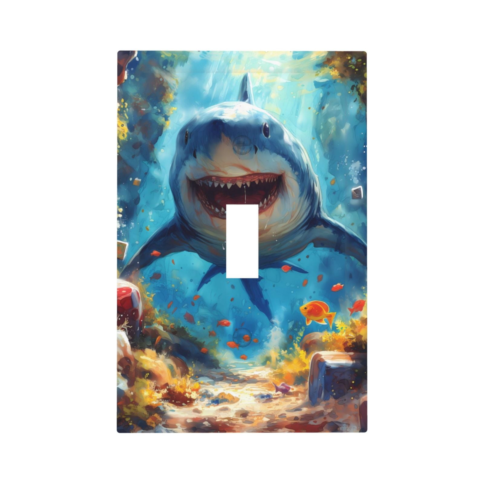 KLL Colorful Underwater Shark Pattern Electrical Outlet Covers, 3" x 5 ...