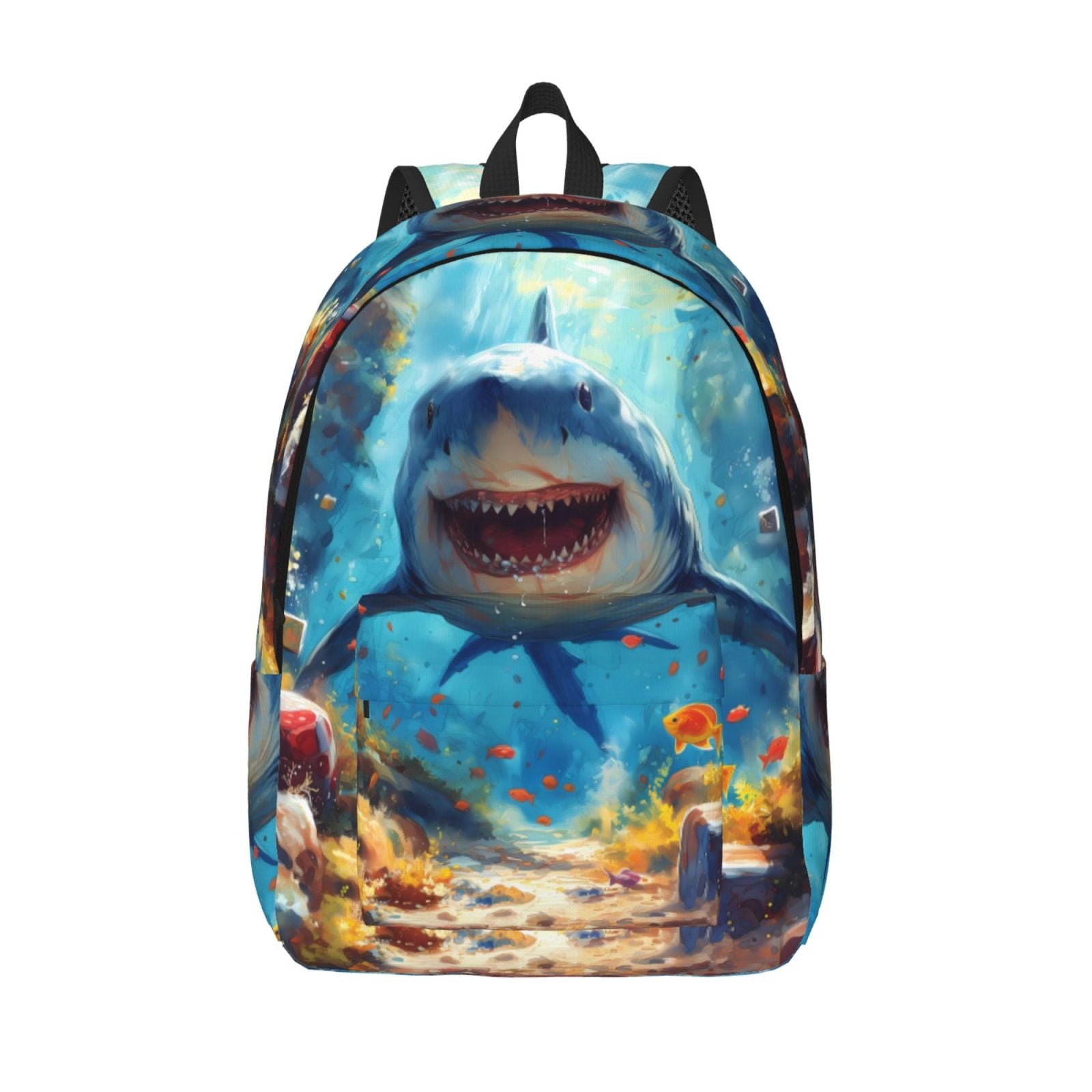 KLL Colorful Underwater Shark Print Travel Laptop Backpack - College ...