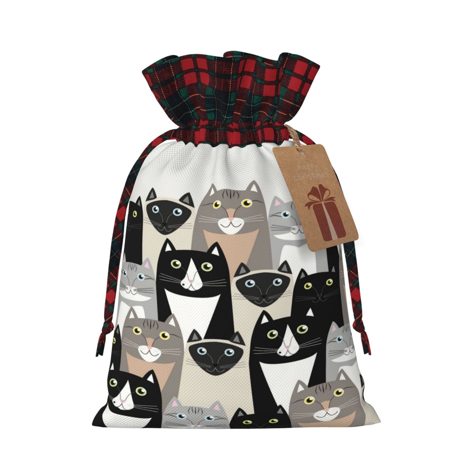 KLL Colors Cats for Christmas Gift Bag,Christmas Burlap Goody Gift Bags ...