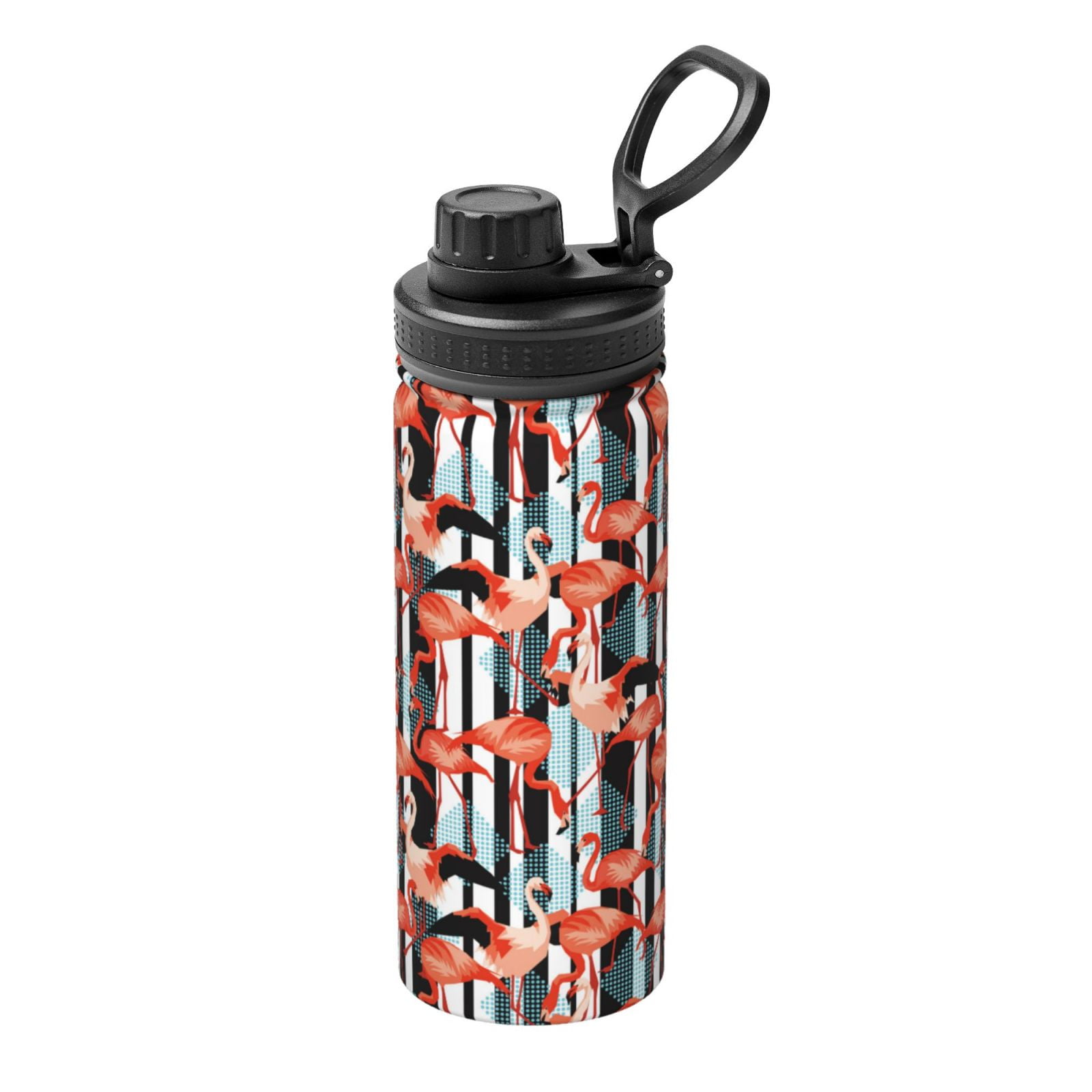 KLL Cool Flamingo Pattern 18oz Insulated Water Bottle, Stainless Steel ...