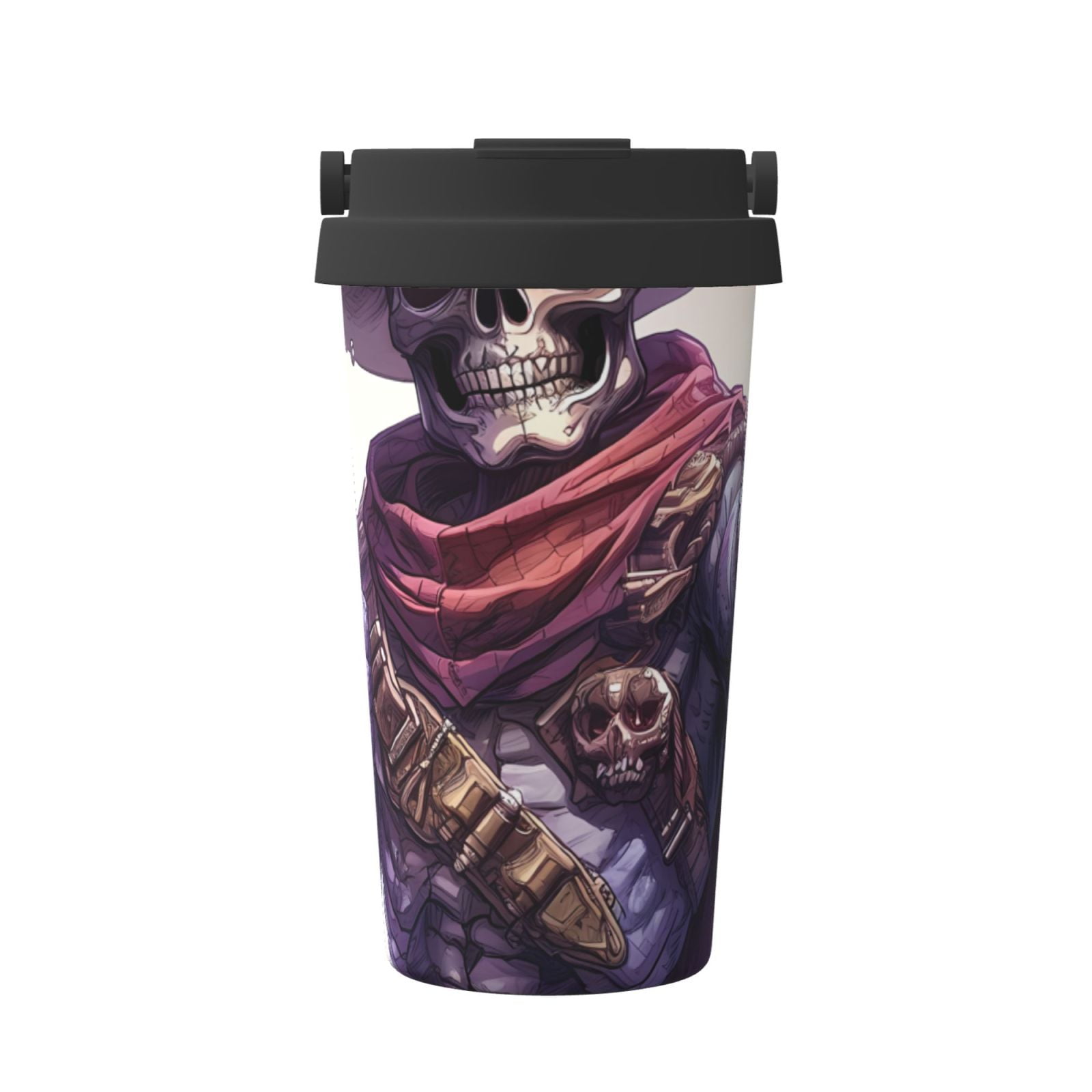 KLL Cool Skull Cowboy Pattern Stainless Steel Vacuum Insulated Tumbler ...