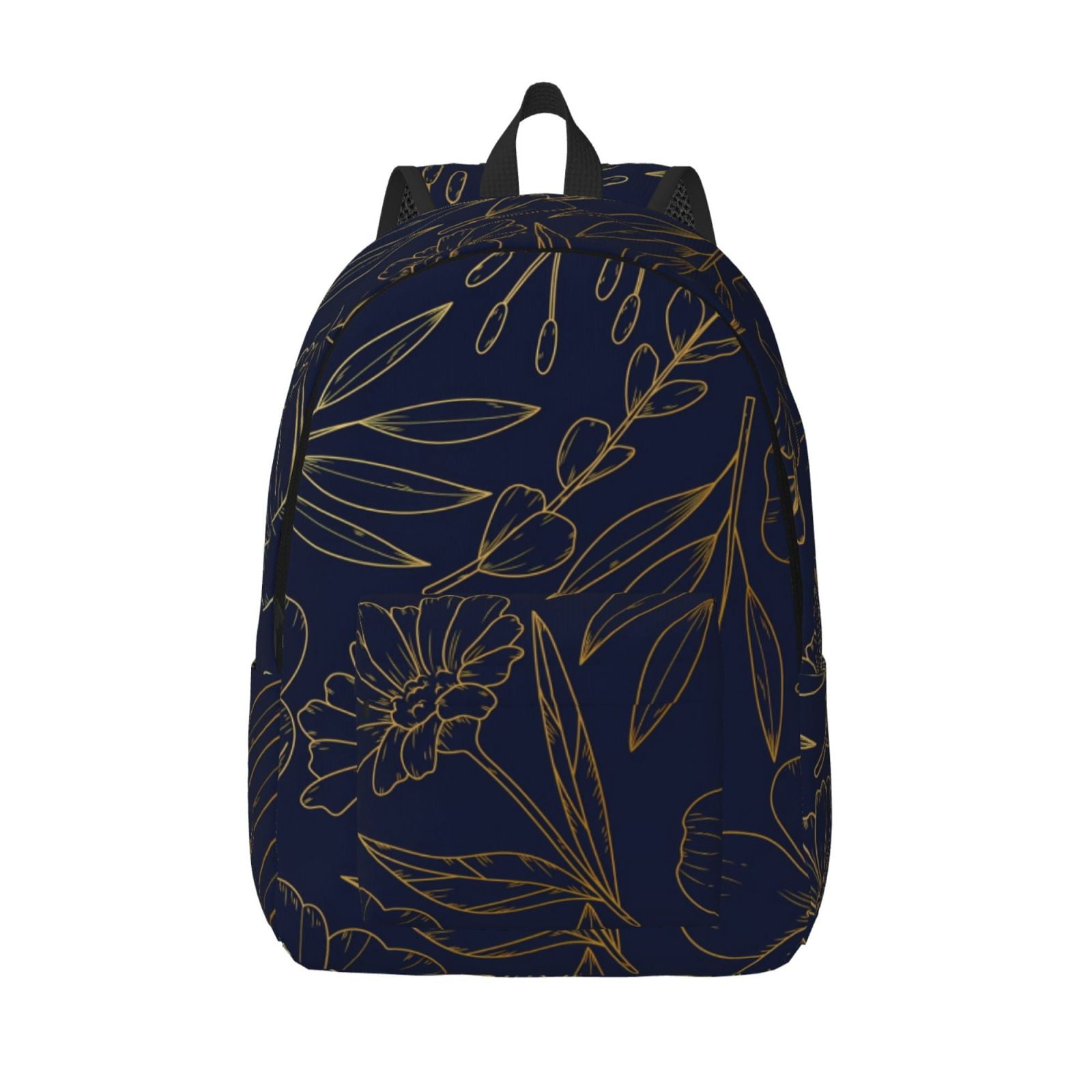 KLL Copper-Gold Gloss Outline Flower Print Travel Laptop Backpack ...