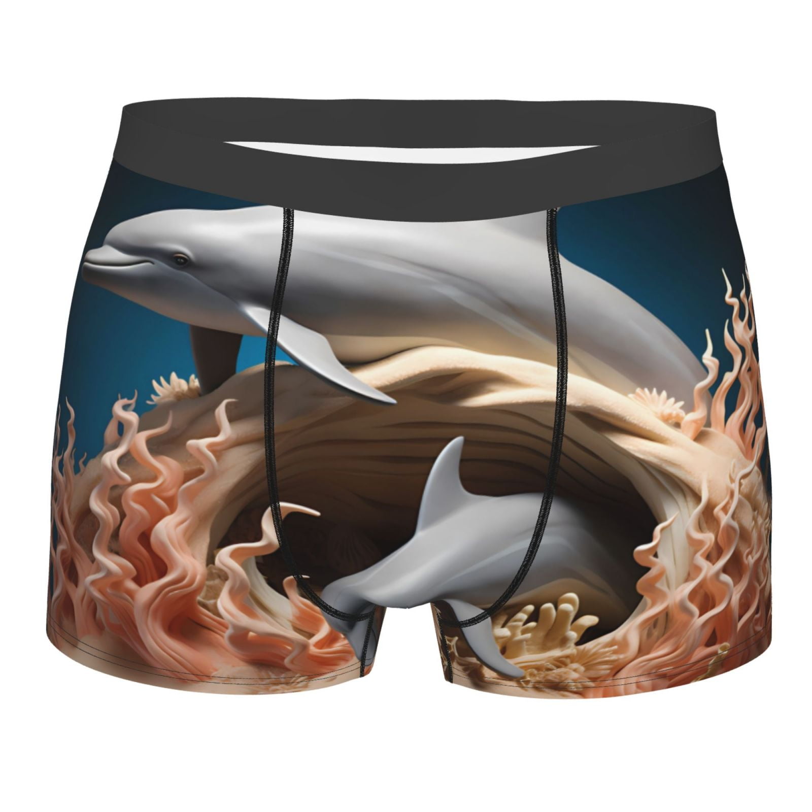 KLL Coral Fish Dolphin Men's Cotton Boxer Briefs Underwear- - Walmart.com