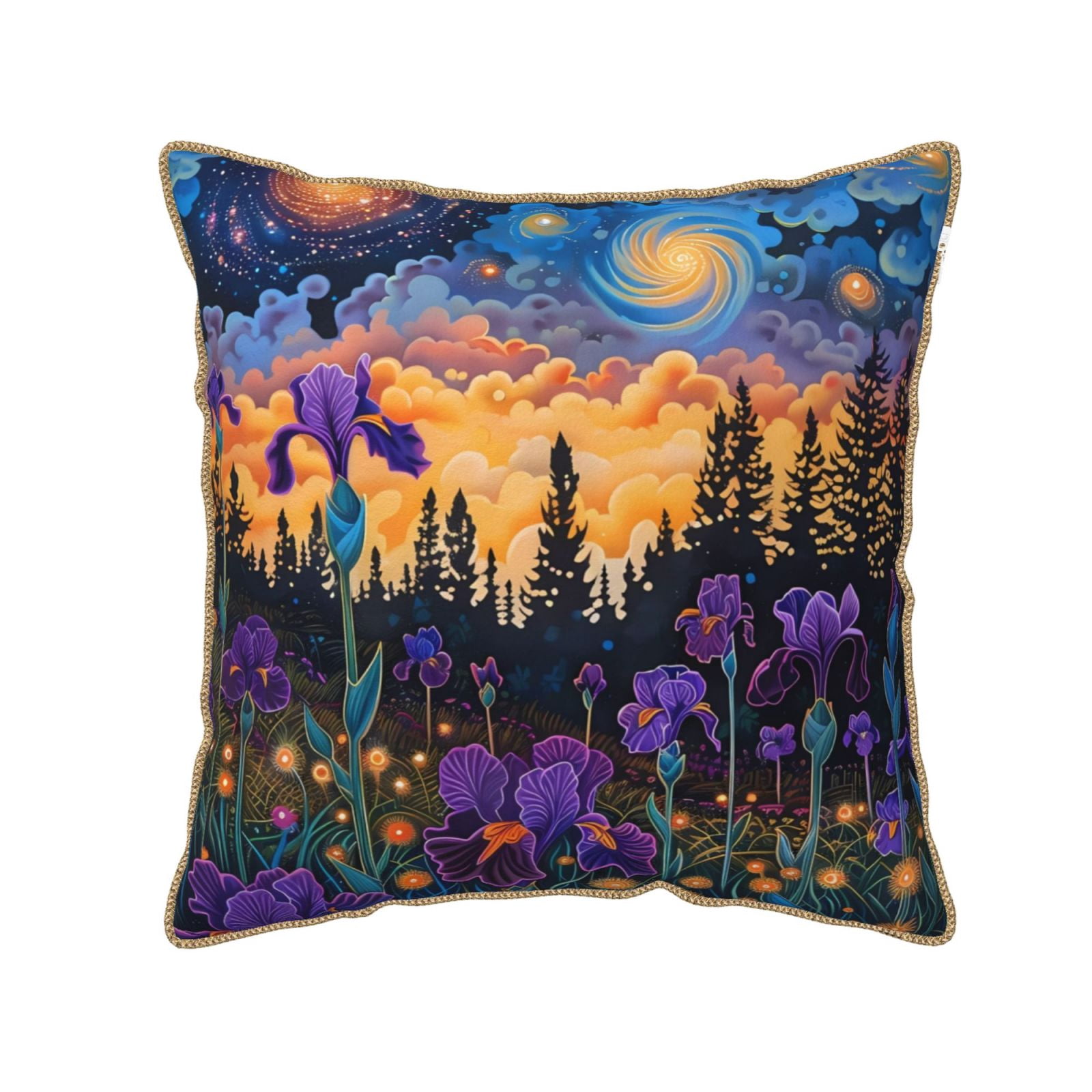 KLL Cosmic Irises At Twilight Decorative Throw Pillow Covers Velvet ...